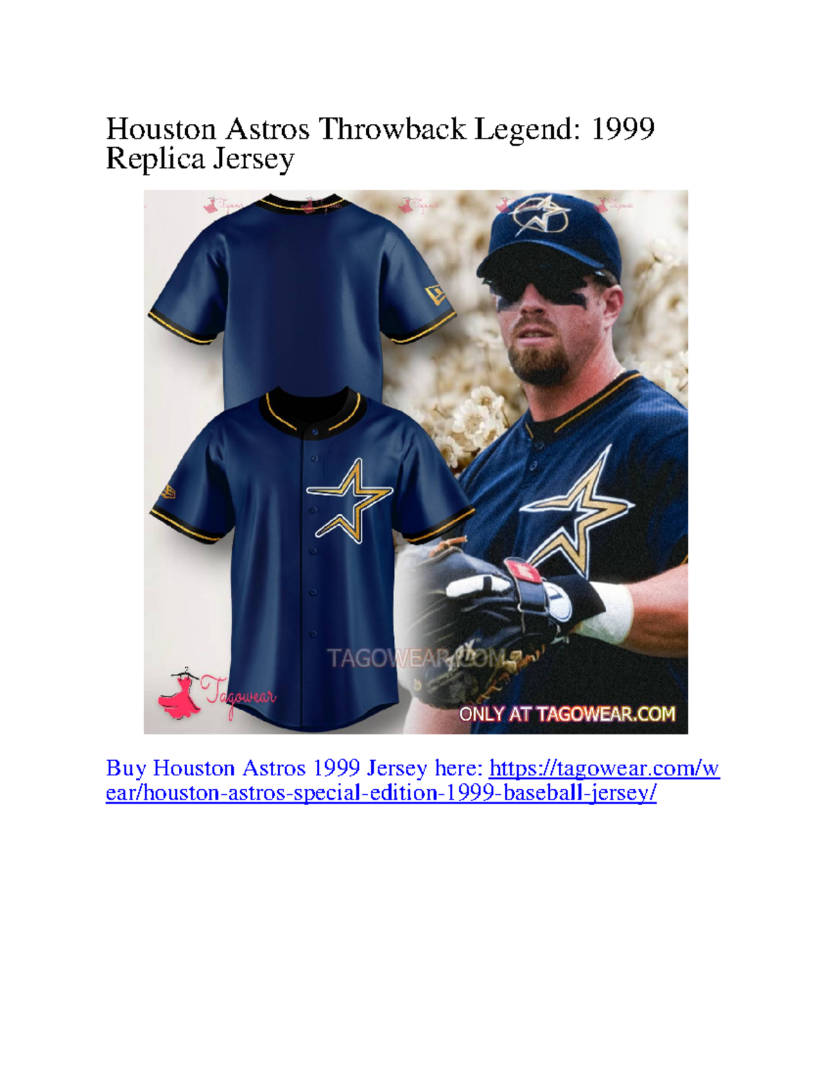 Houston Astros Throwback Legend 1999 Replica Jersey - BA05101 - Studocu