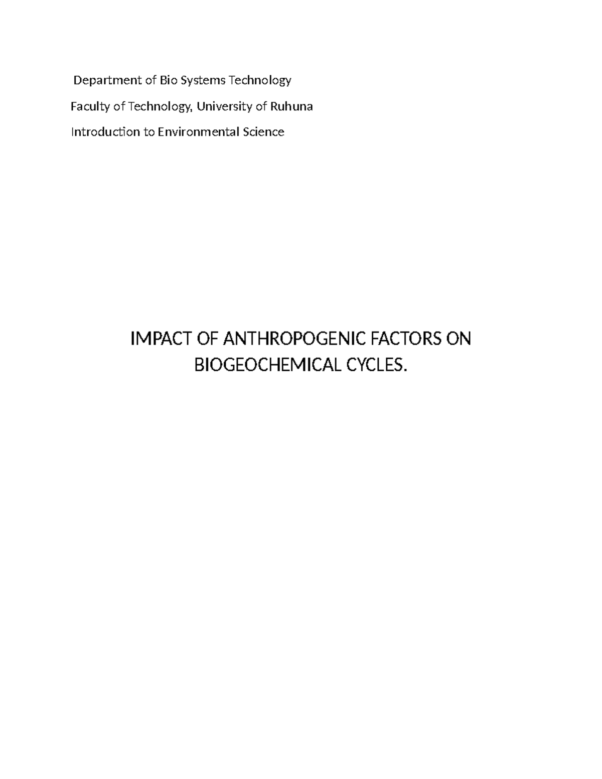 Environment assignment 1 - Department of Bio Systems Technology Faculty ...