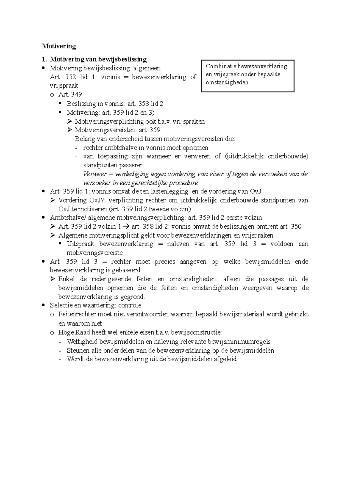 Motivering Verdieping SPR - Motivering Motivering van bewijsbeslissing ...