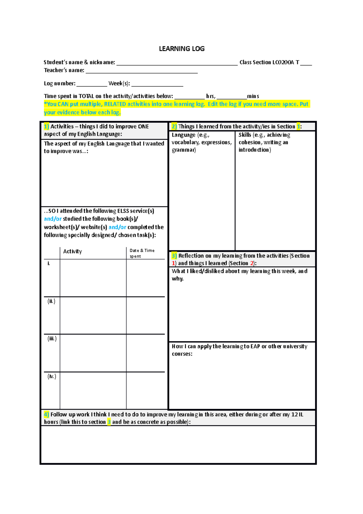 Appendix 2 Independent Learning Log Sem A 2023 - LEARNING LOG Student’s ...