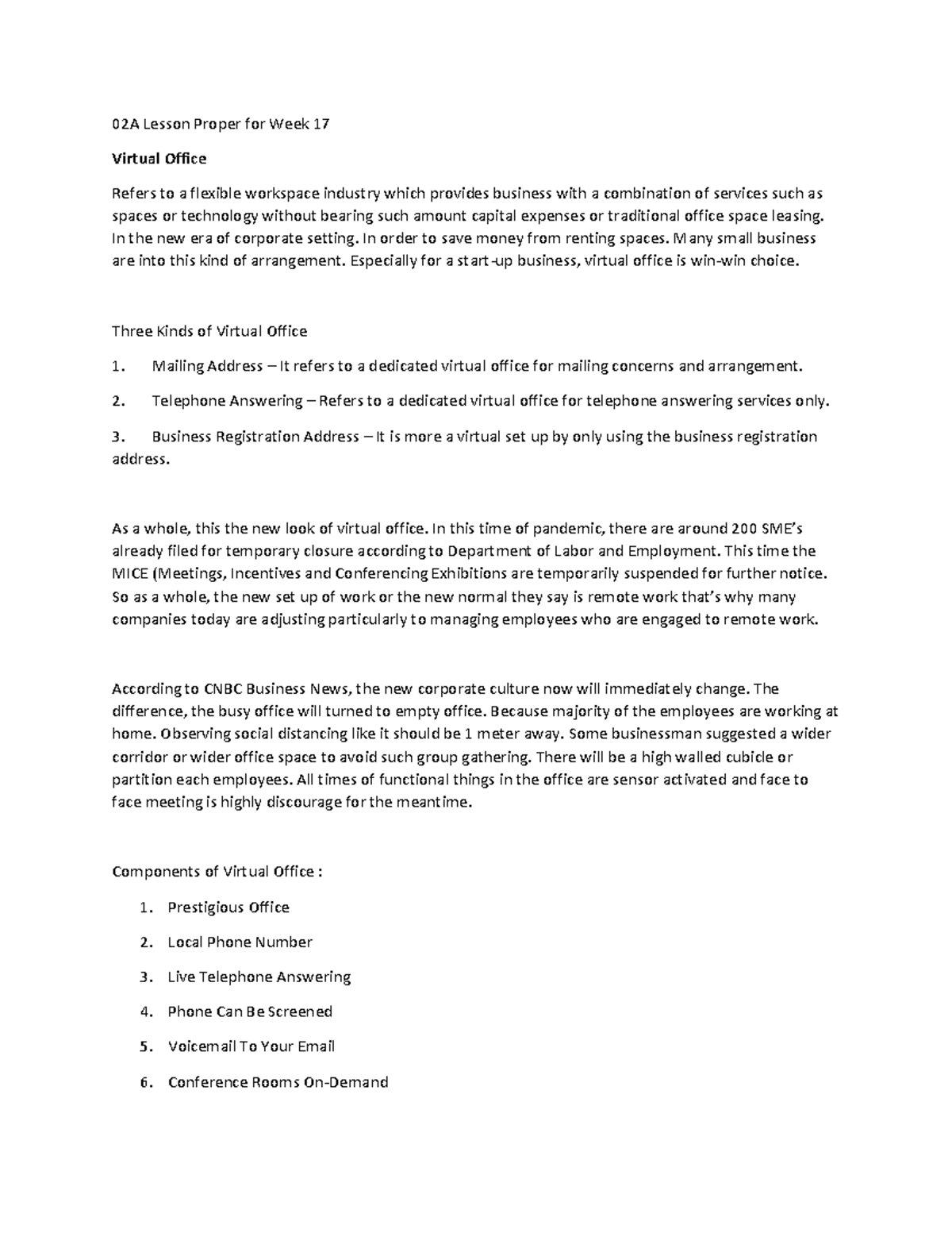 02A Lesson Proper for Week 17 - In the new era of corporate setting. In ...