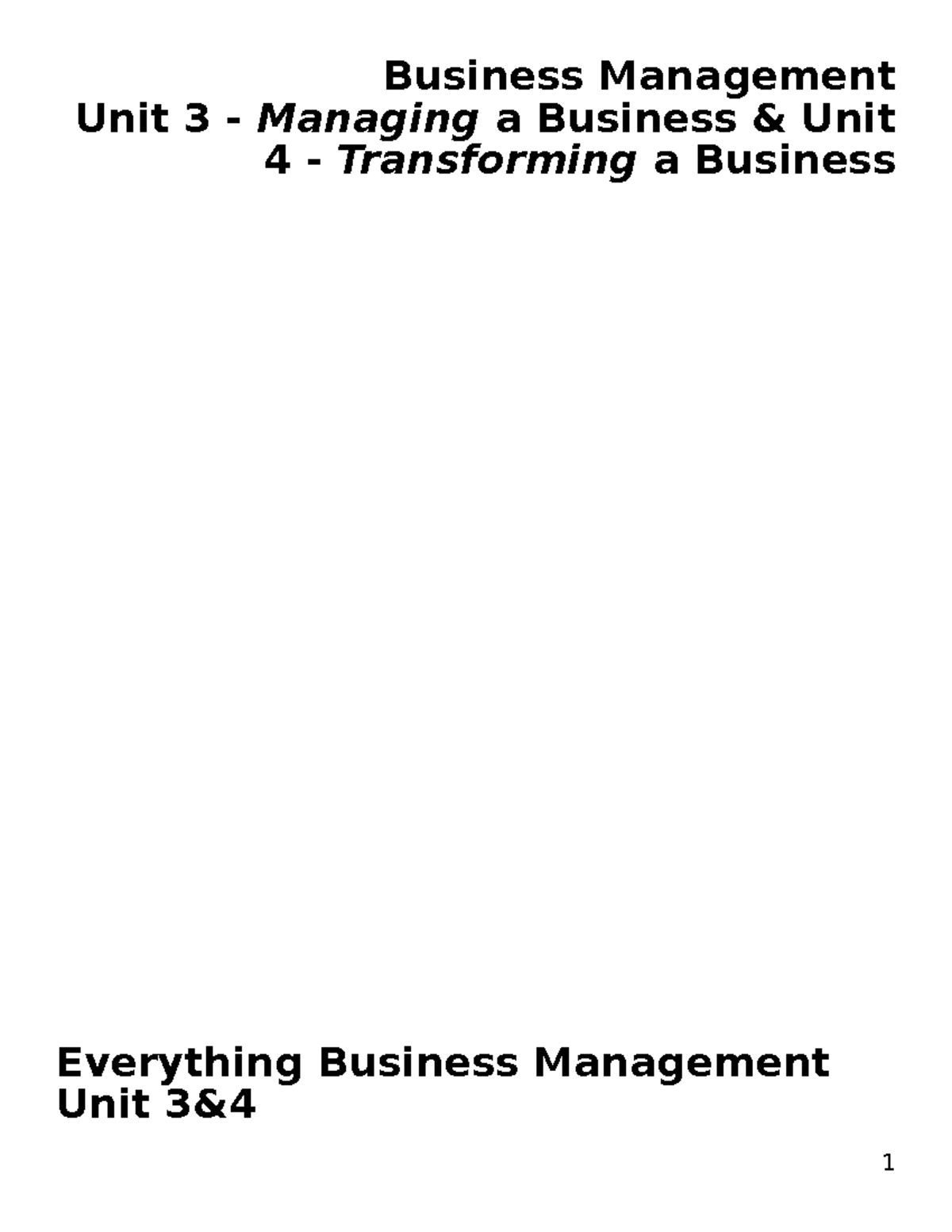 Everything Business Management Unit 3&4 - Business Management Unit 3 ...