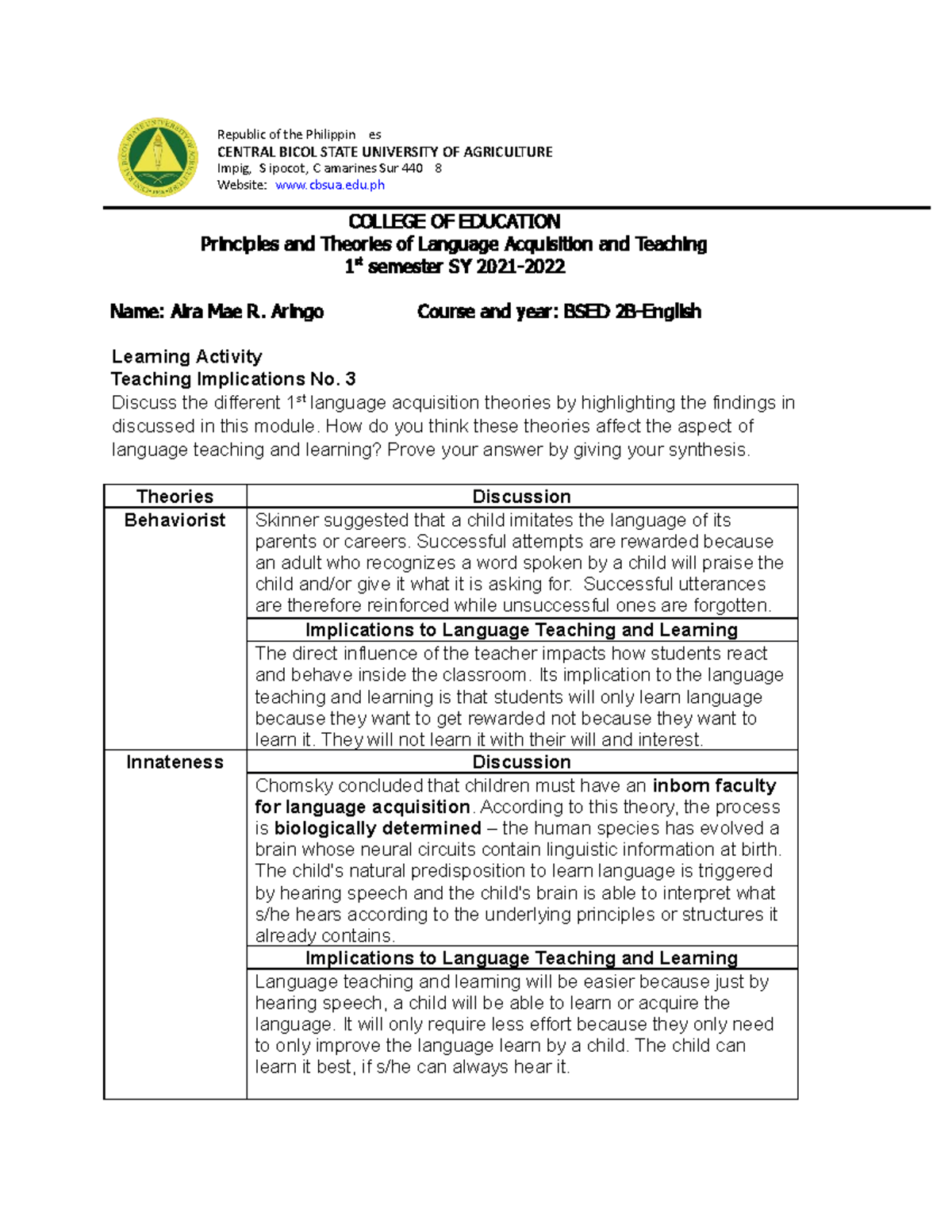 Topic 5 Activity 5 - Principles and Theories of Language for English ...