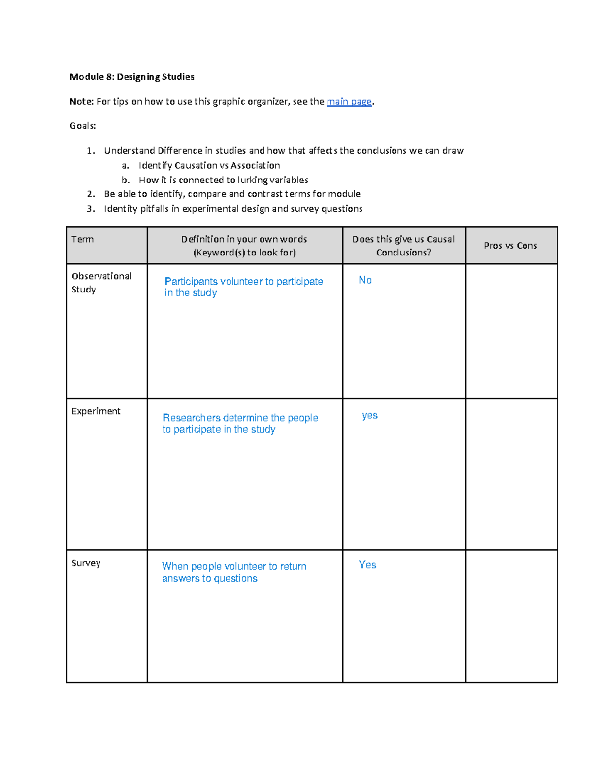Module 8 - Designing Studies - C459 - WGU - Studocu