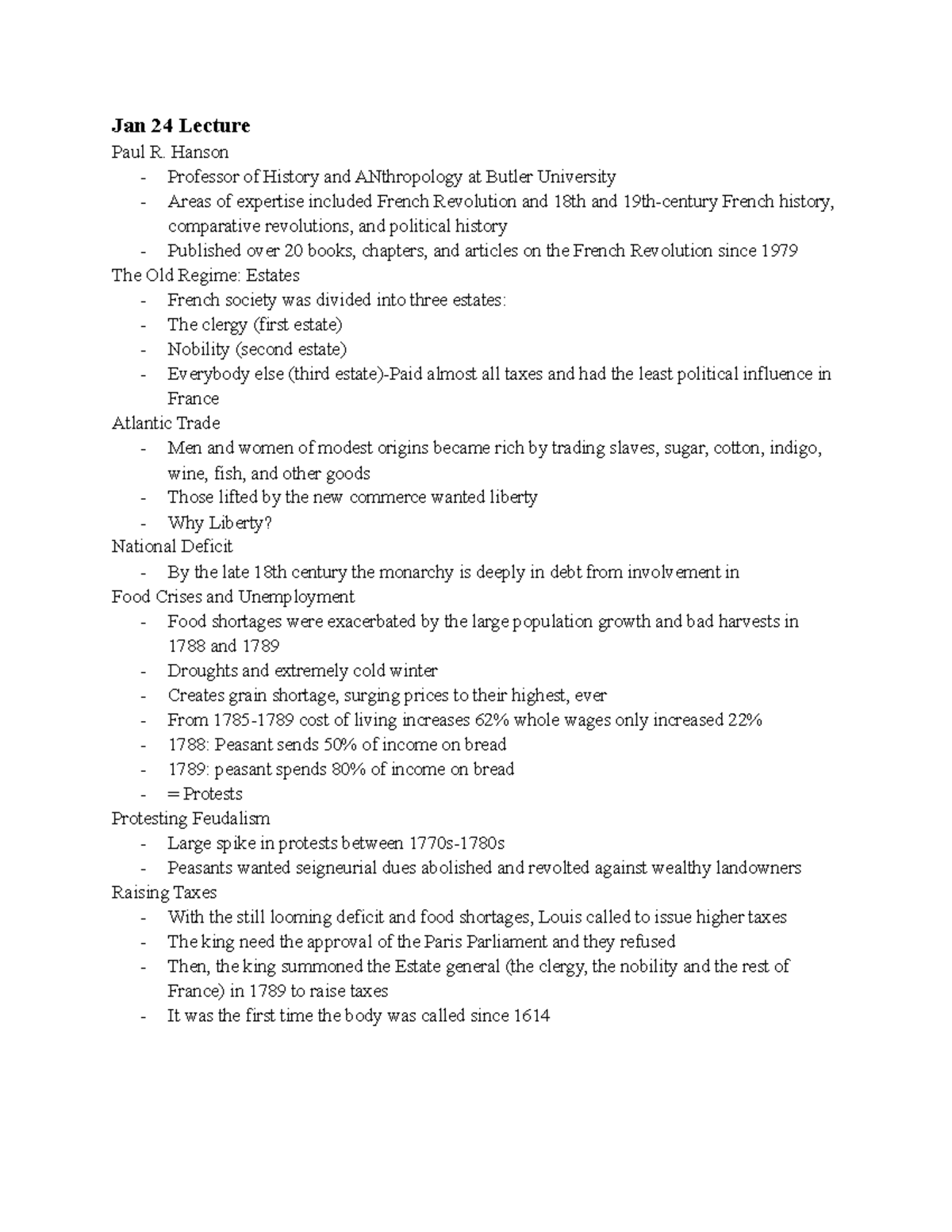 HI 233 Lecture 3 and 4 - Taught by Raiza D. Báez Calderón - Jan 24 ...