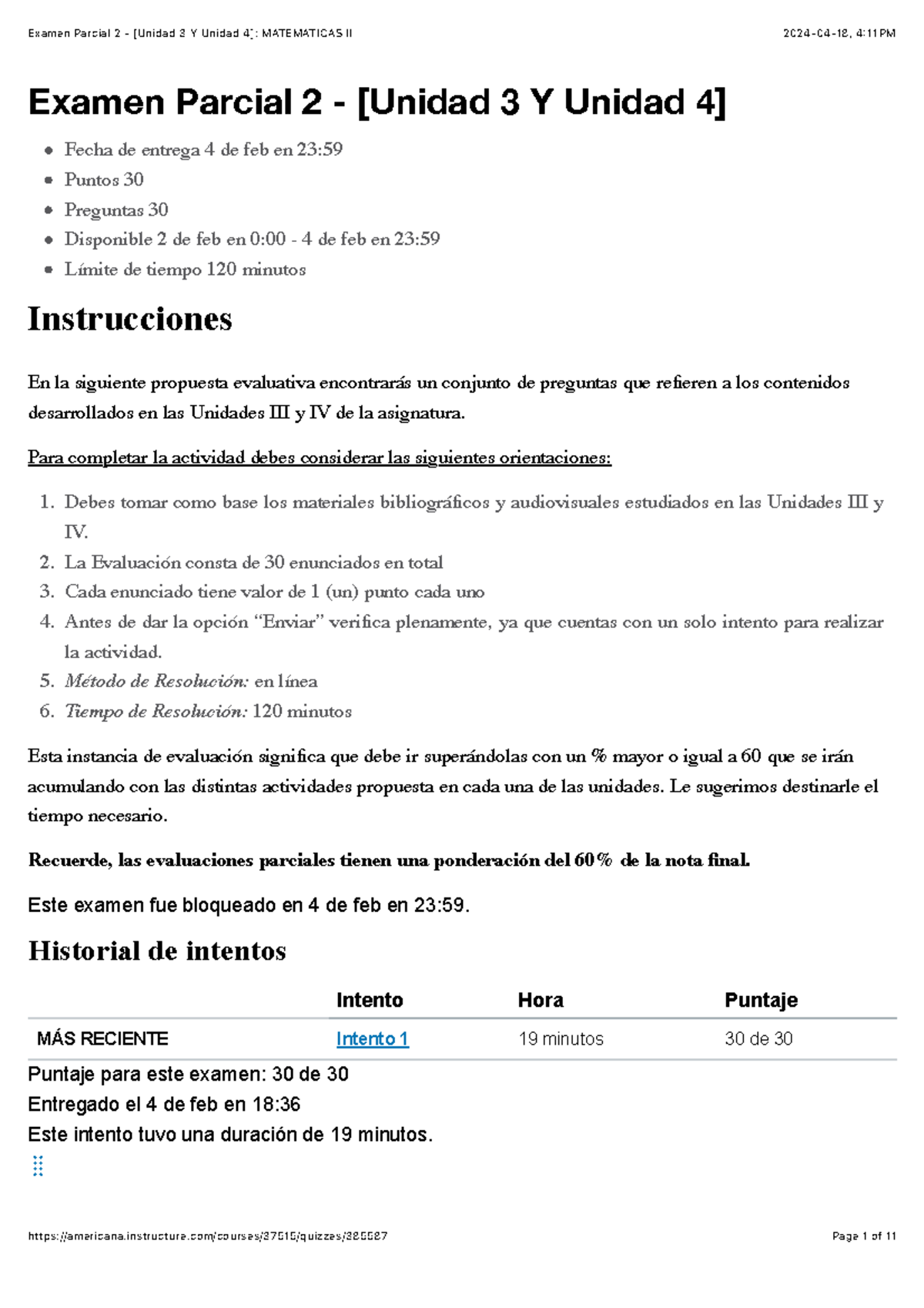 Examen Parcial 2 - [Unidad 3 Y Unidad 4]: Matematicas II - Examen ...