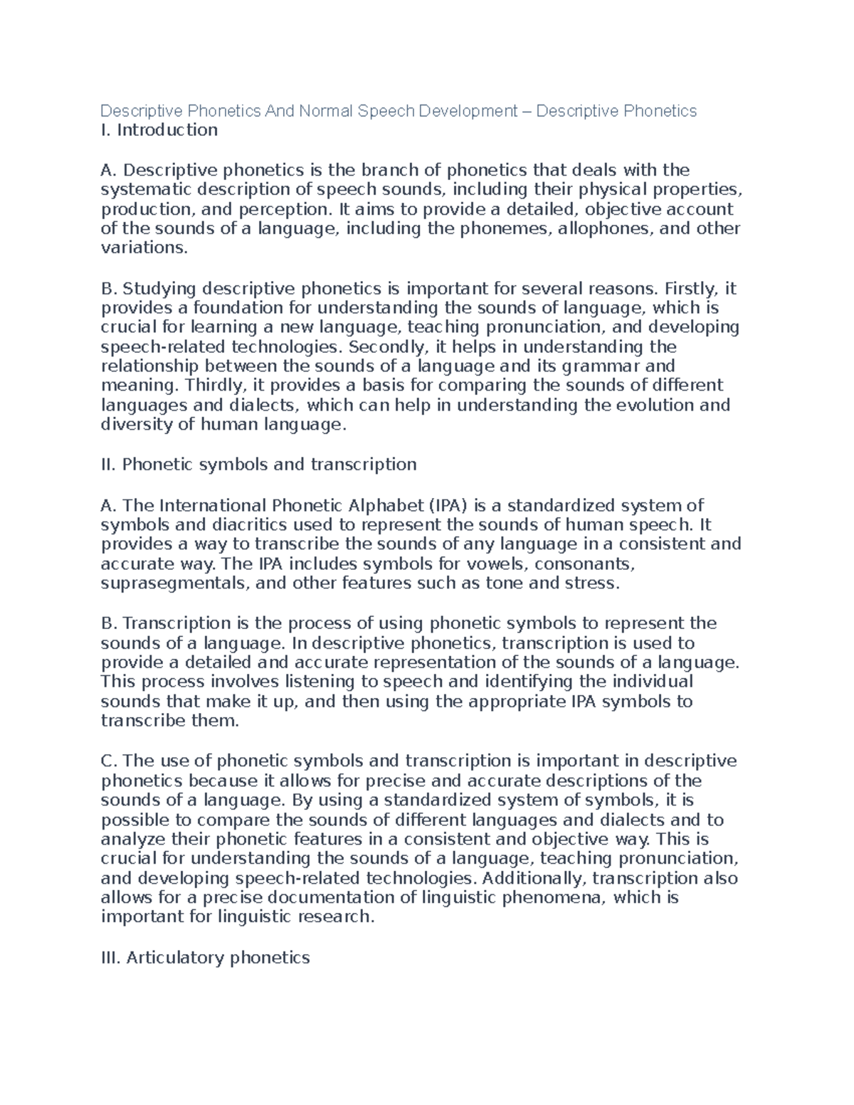 Descriptive Phonetics And Normal Speech Development - Descriptive ...