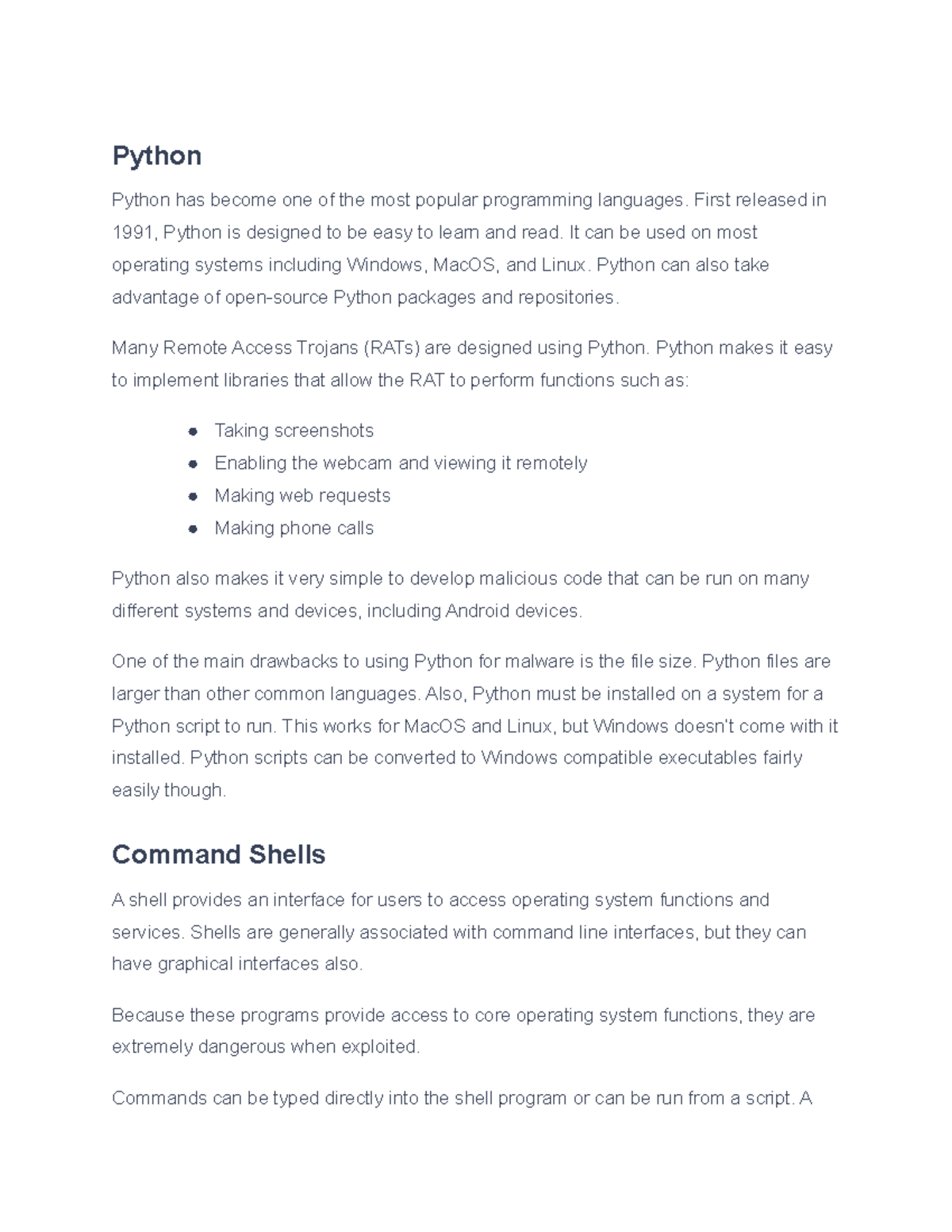11.6.11 Malicious Code Facts - Python Python has become one of the most ...
