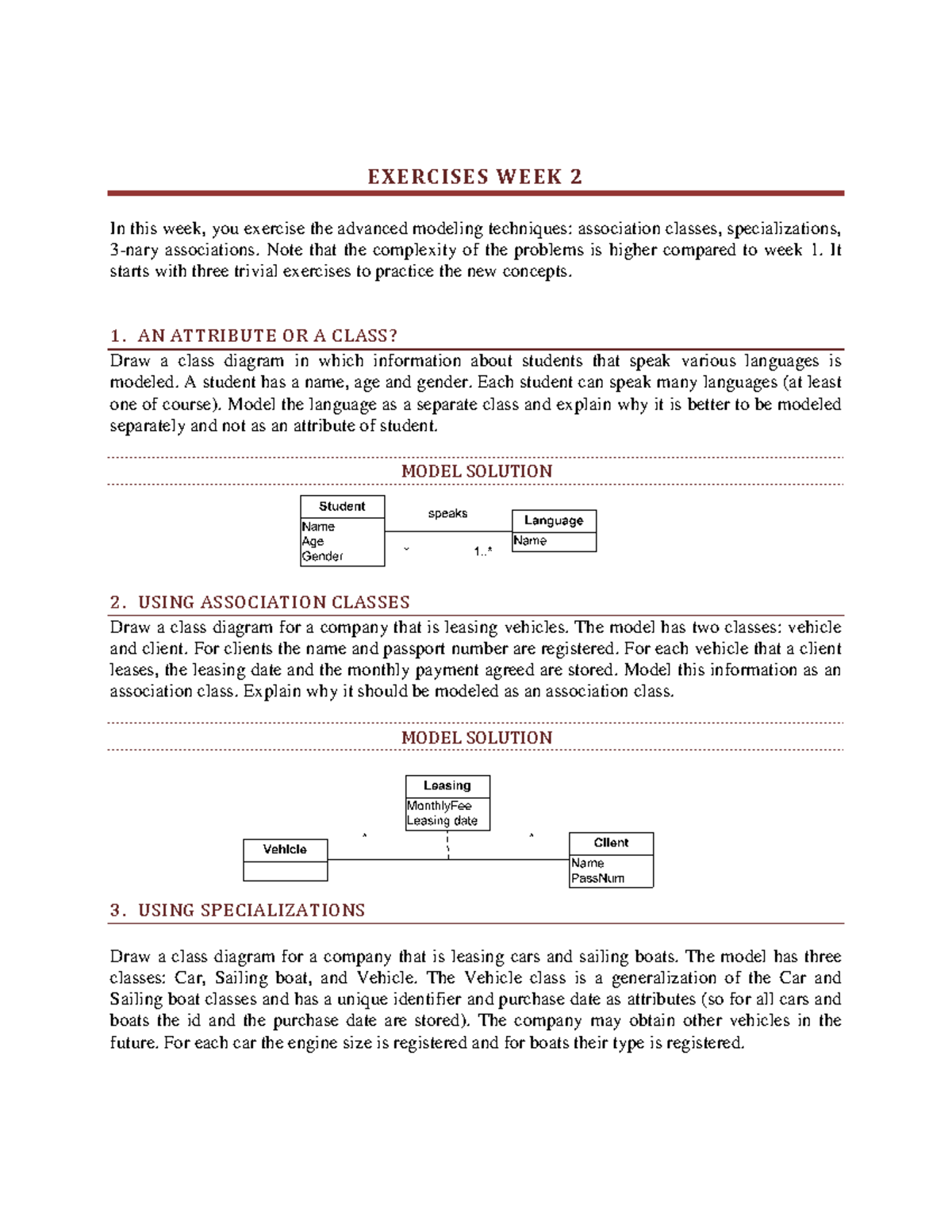 Solution Exercises Week 2-Data Modeling - EXERCISES WEEK 2 In this week ...