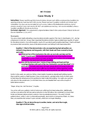 Case Study 6 - Dr. Justin Cobb - BIO 175 (Cobb) Case Study 6 ...