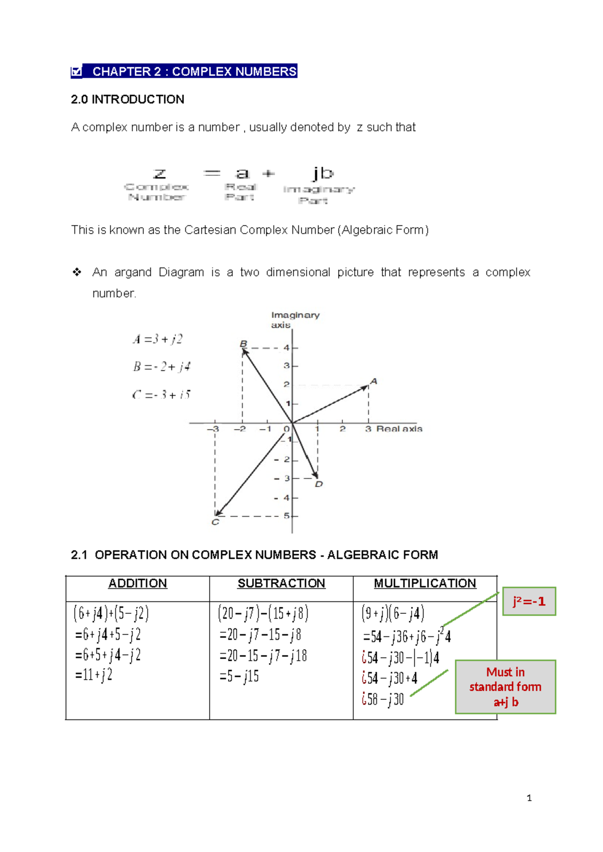 Chapter 2.1 Complex Numbers - R CHAPTER 2 : COMPLEX NUMBERS 2 .0 ...