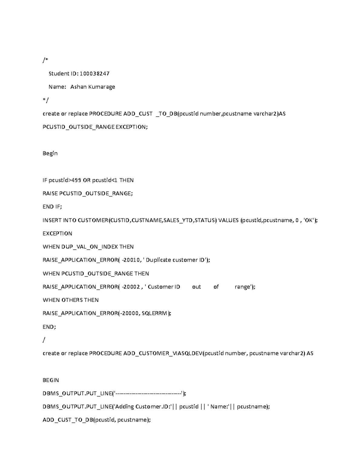 Assignment 1 - Major Task 1, Major Task 1 - Warning: TT: undefined function: 32 /* Student ID ...