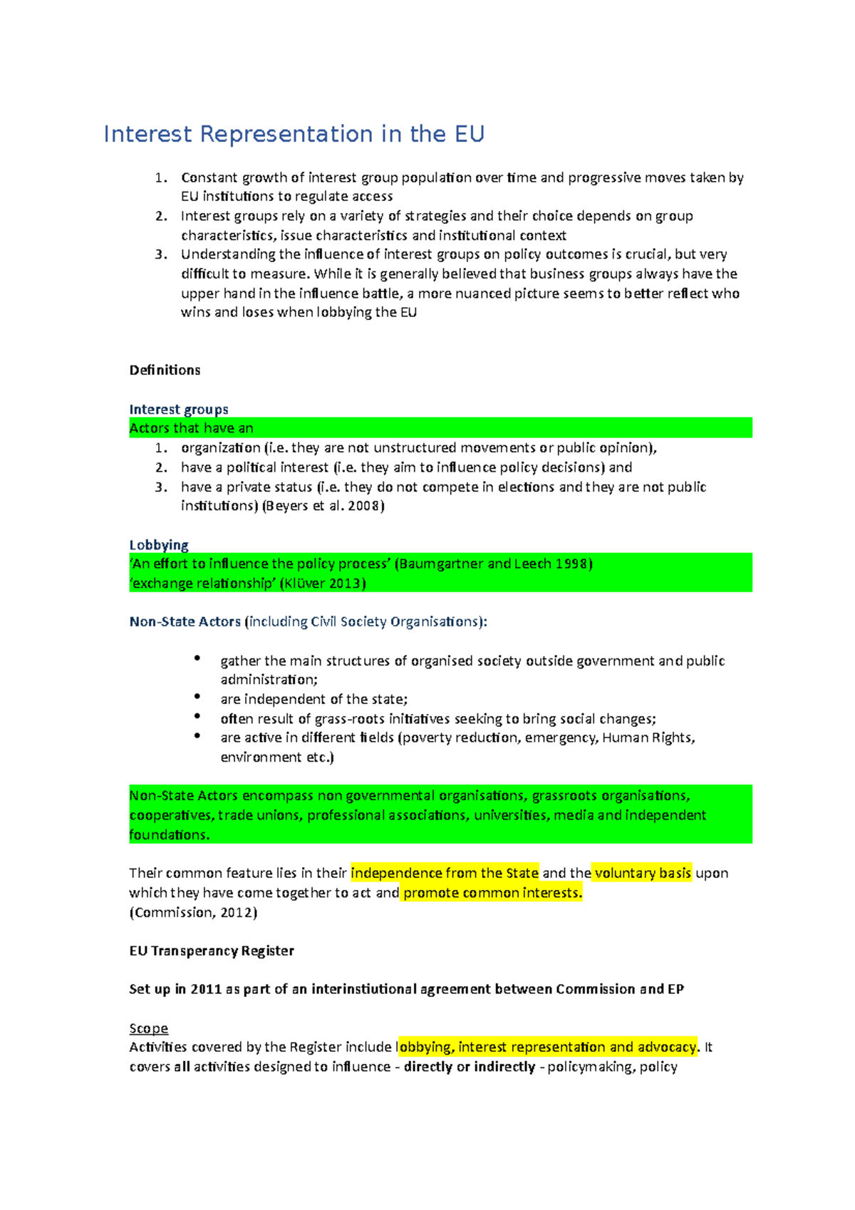 Interest Representation in the EU - Interest Representation in the EU ...
