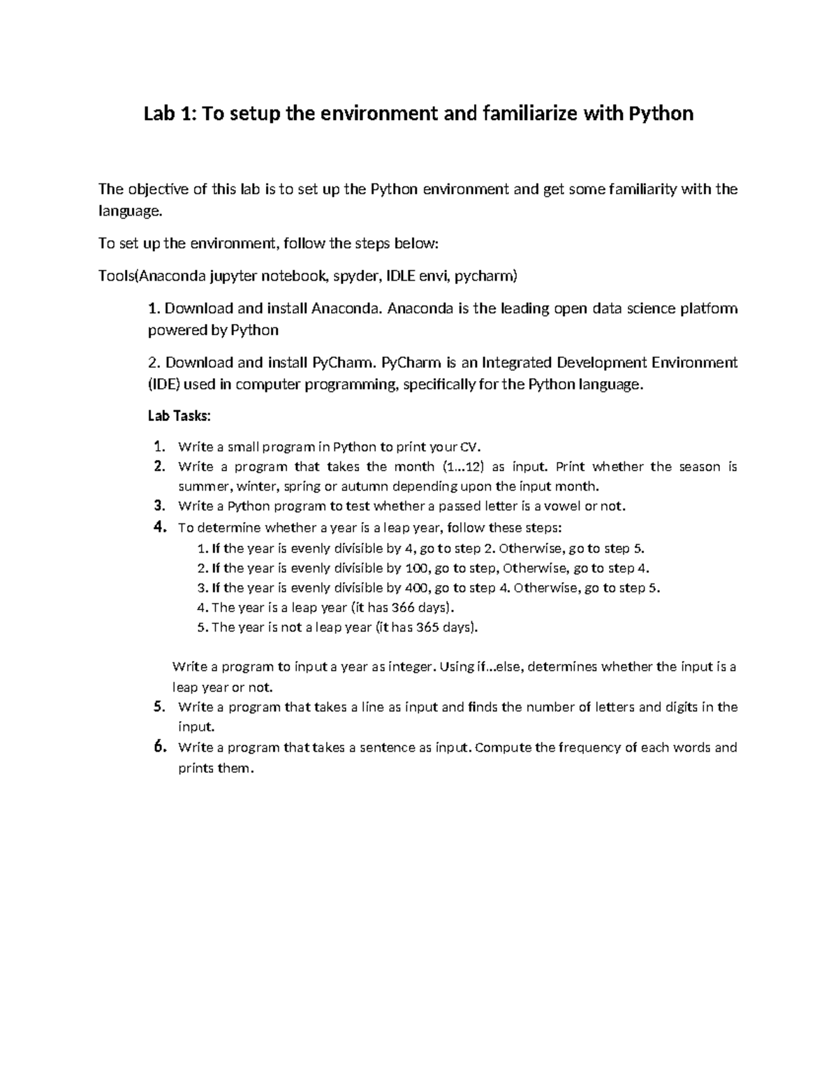 Lab 1 - ABC - Lab 1: To setup the environment and familiarize with ...