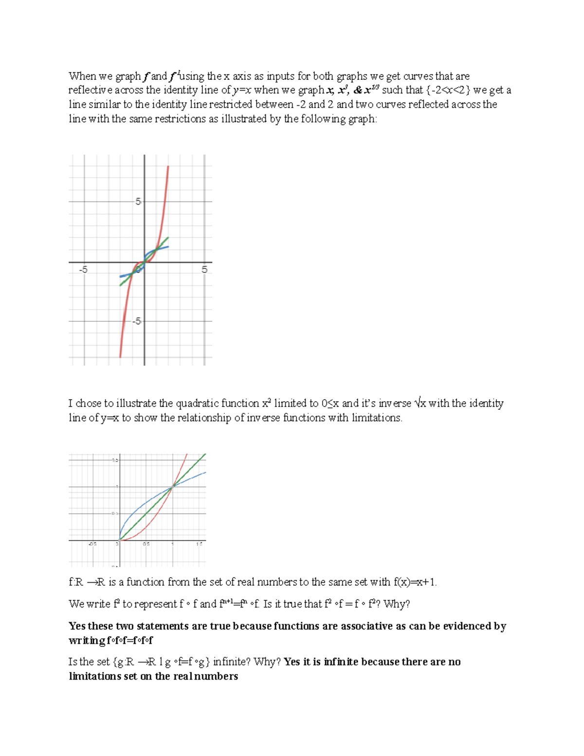 ALG MATH 1201 Discussion 4 - When we graph f and f -1 using the x axis as inputs for both graphs ...