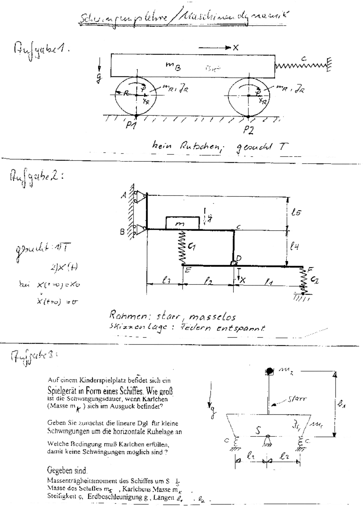 Schwingungslehre Übungsaufgaben - Studocu