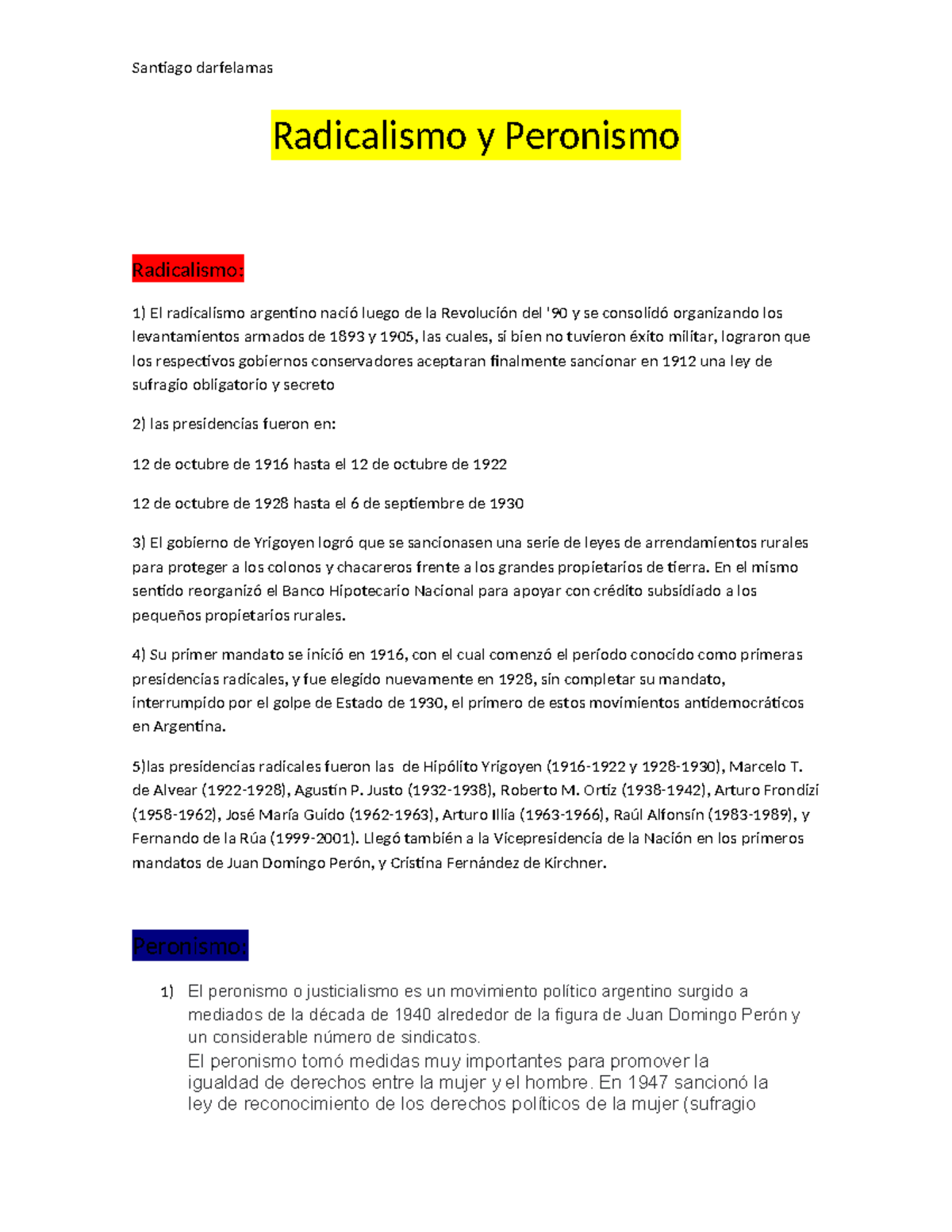 Radicalismo y Peronismo - Santiago Darfe Lamas - Santiago darfelamas ...