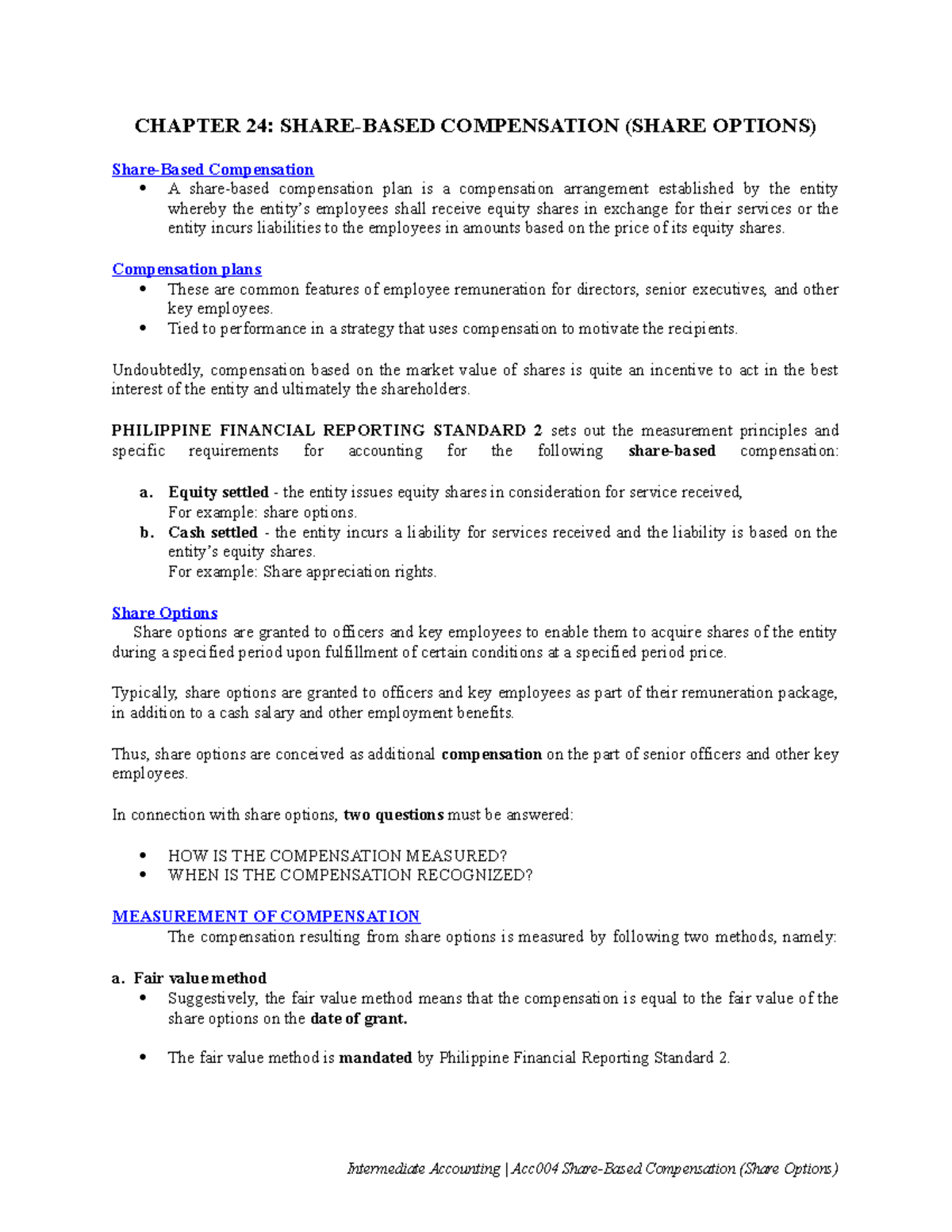 Acc004 Summary C024 Share-Based Compensation - CHAPTER 24: SHARE-BASED ...