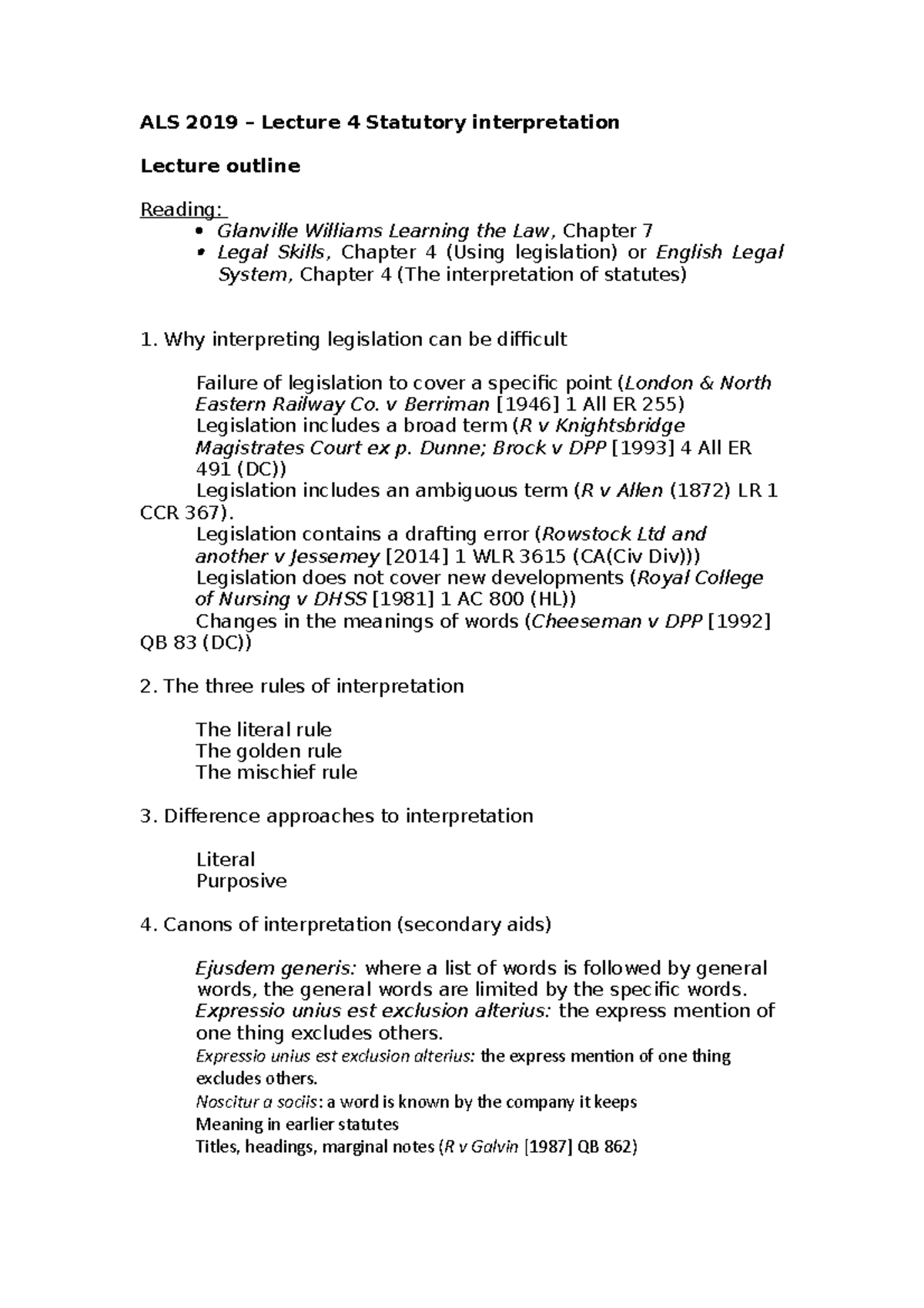 Lecture 4 outline ALS 2019 - ALS 2019 – Lecture 4 Statutory ...