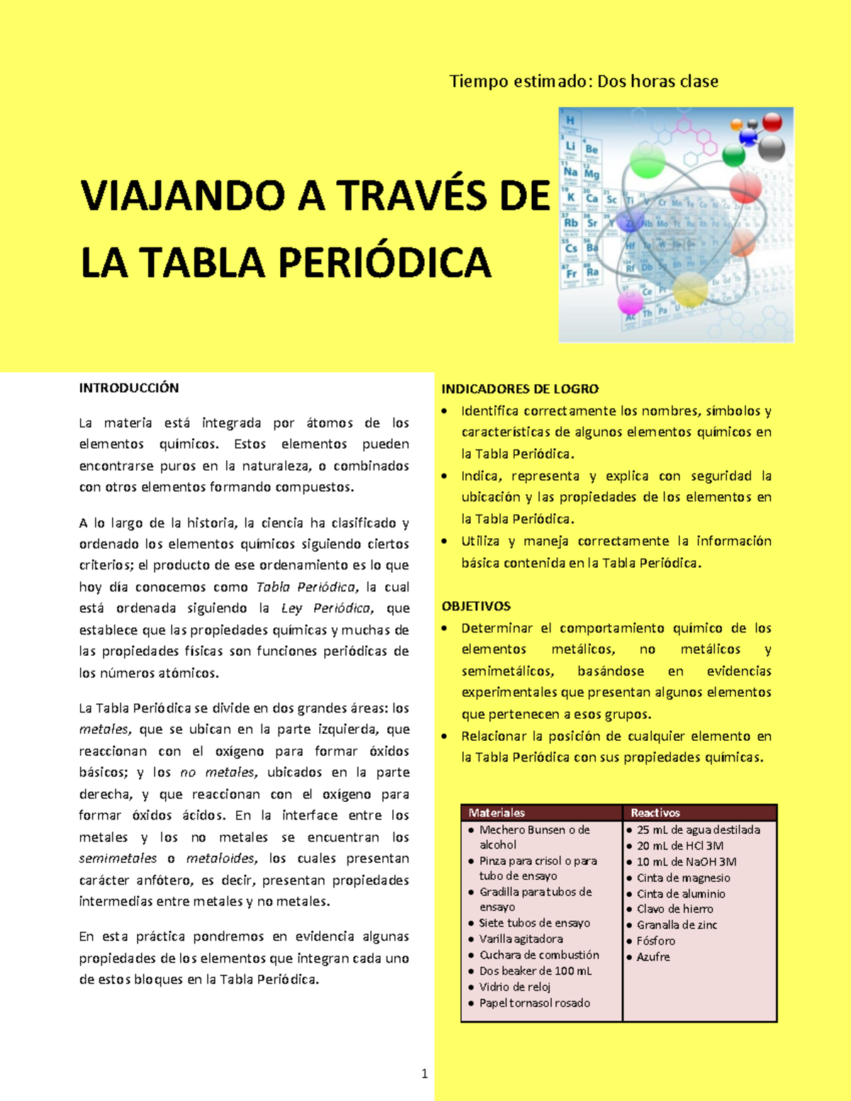 Tabla Periodica - ####### INTRODUCCI”N La materia est· integrada por ·tomos de los elementos ...