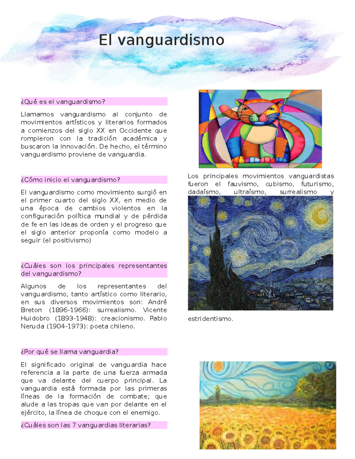 Joli doc - vangod - ¿Qué es el vanguardismo? Llamamos vanguardismo al ...