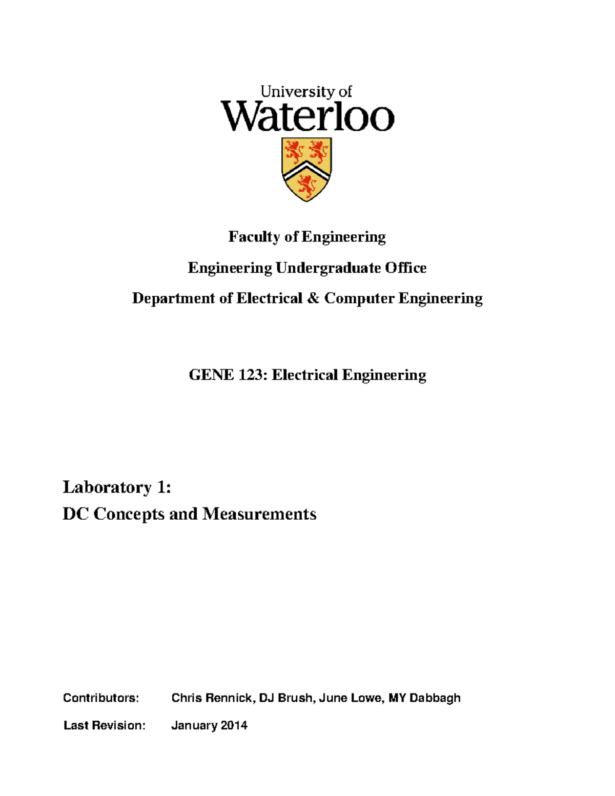Lab1 - Study reference - Faculty of Engineering Engineering ...