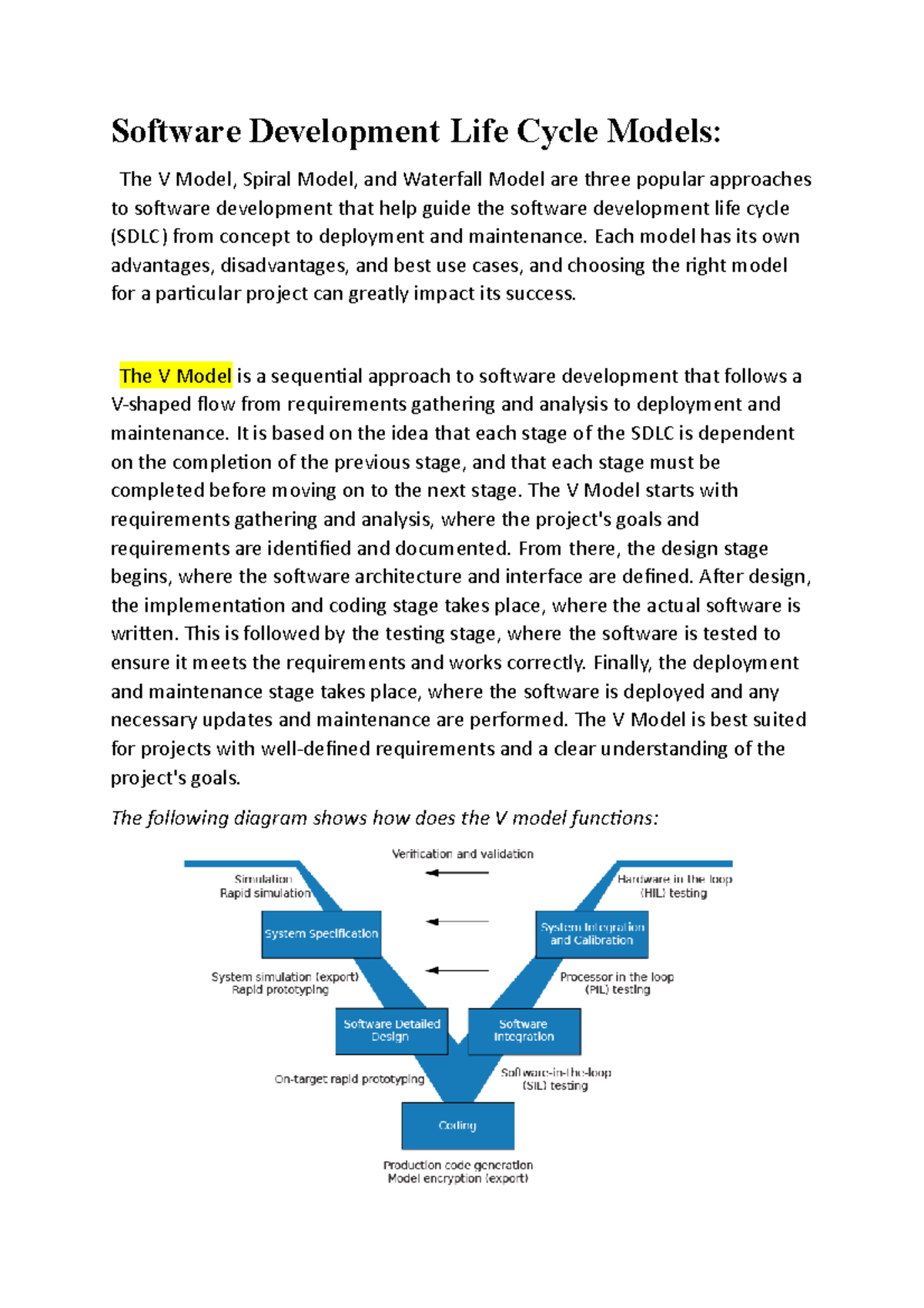 Comparing the V Model, Spiral Model, and Waterfall Model in SD ...