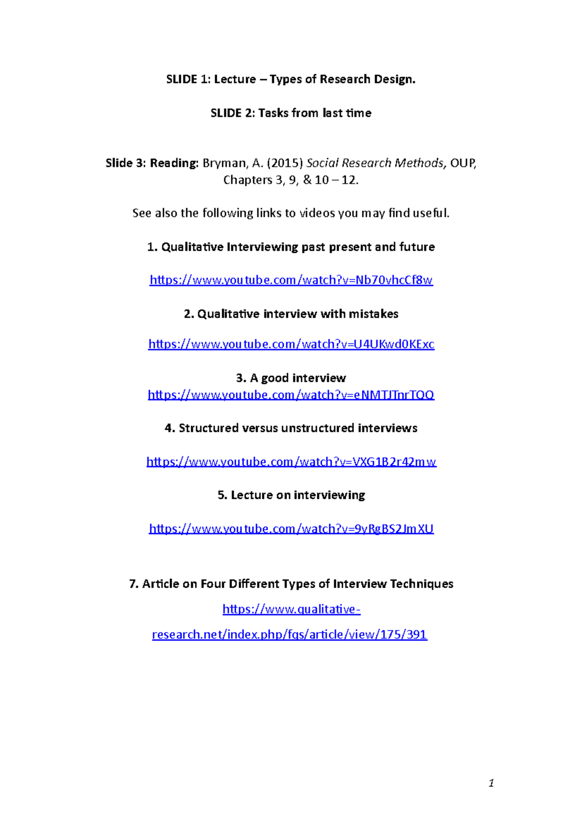 Lecture Types of Research Design - SLIDE 1: Lecture – Types of Research ...