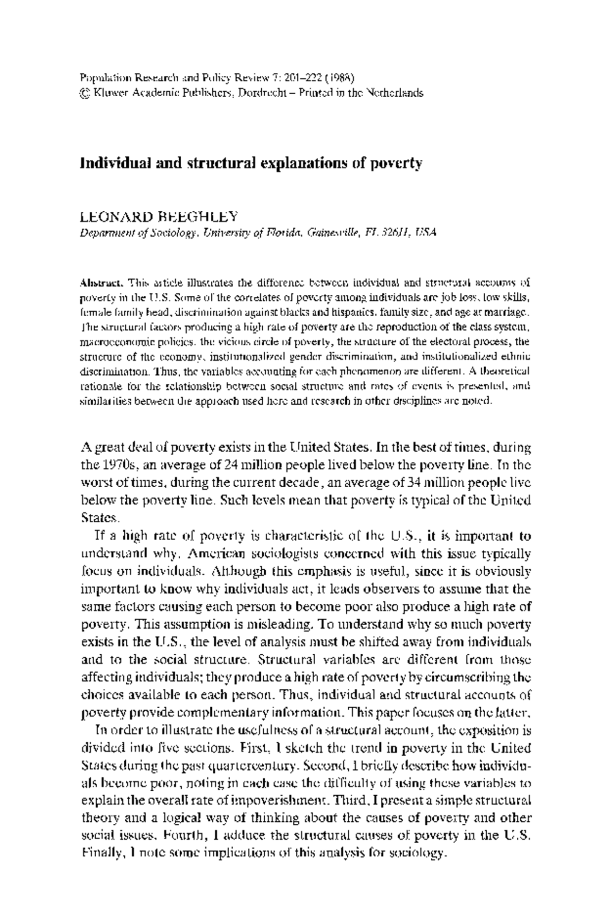 Theories of Poverty 2 - Rural sociology course - Population Research ...