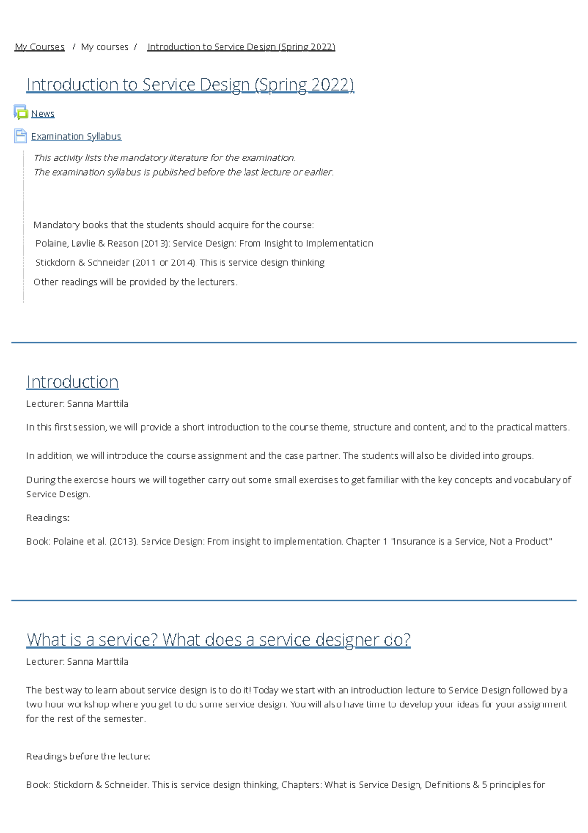 Course Introduction to Service Design (Spring 2022) - StuDocu