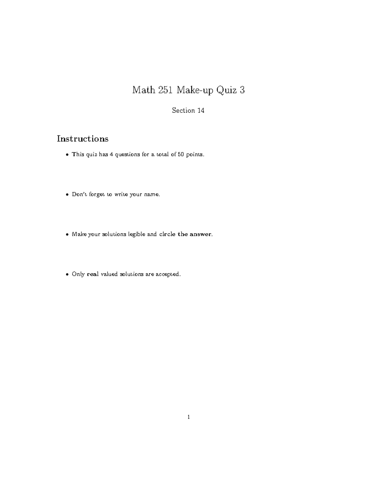 Quiz3 Makeup Quiz FA21 - Math 251 Make-up Quiz 3 Section 14 ...