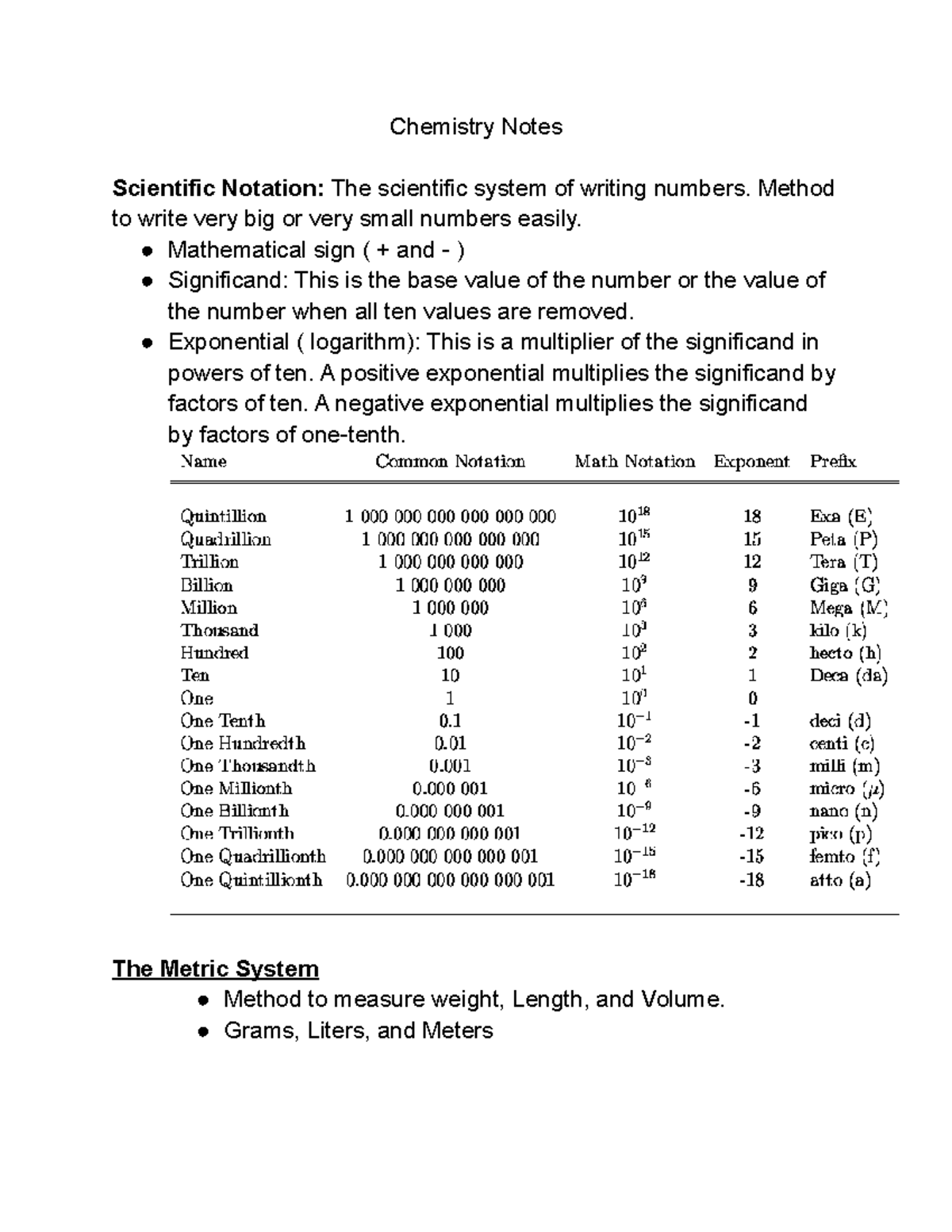 Chemistry Notes 1 - professor lawson - Chemistry Notes Scientific ...