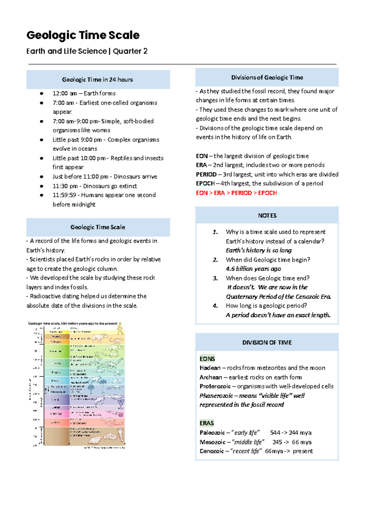Lesson 3 - Geologic Time Scale - Geologic Time Scale Earth and Life ...