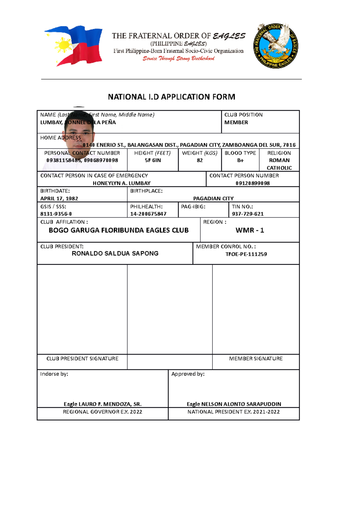 ID- Application-FORM - Lumbay - - Studocu