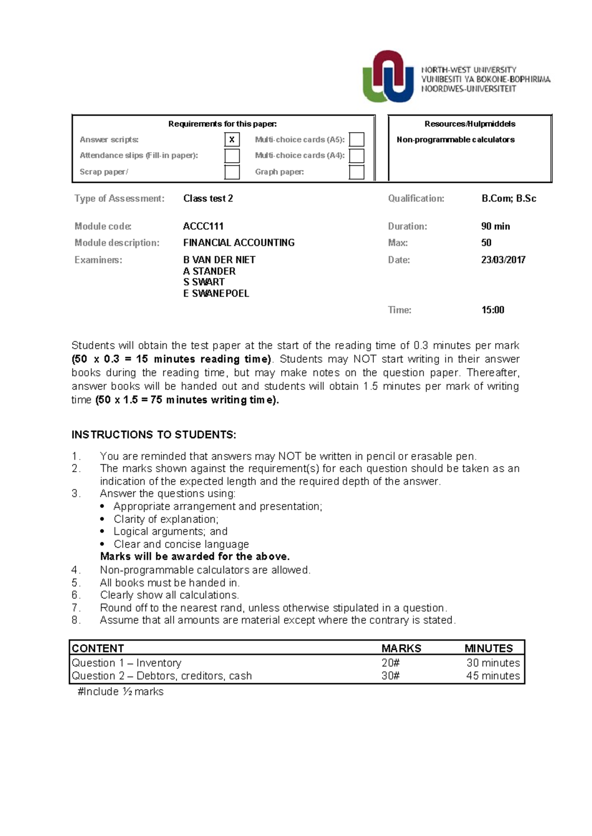 Classtest+2+unp - past paper - Requirements for this paper: Resources ...