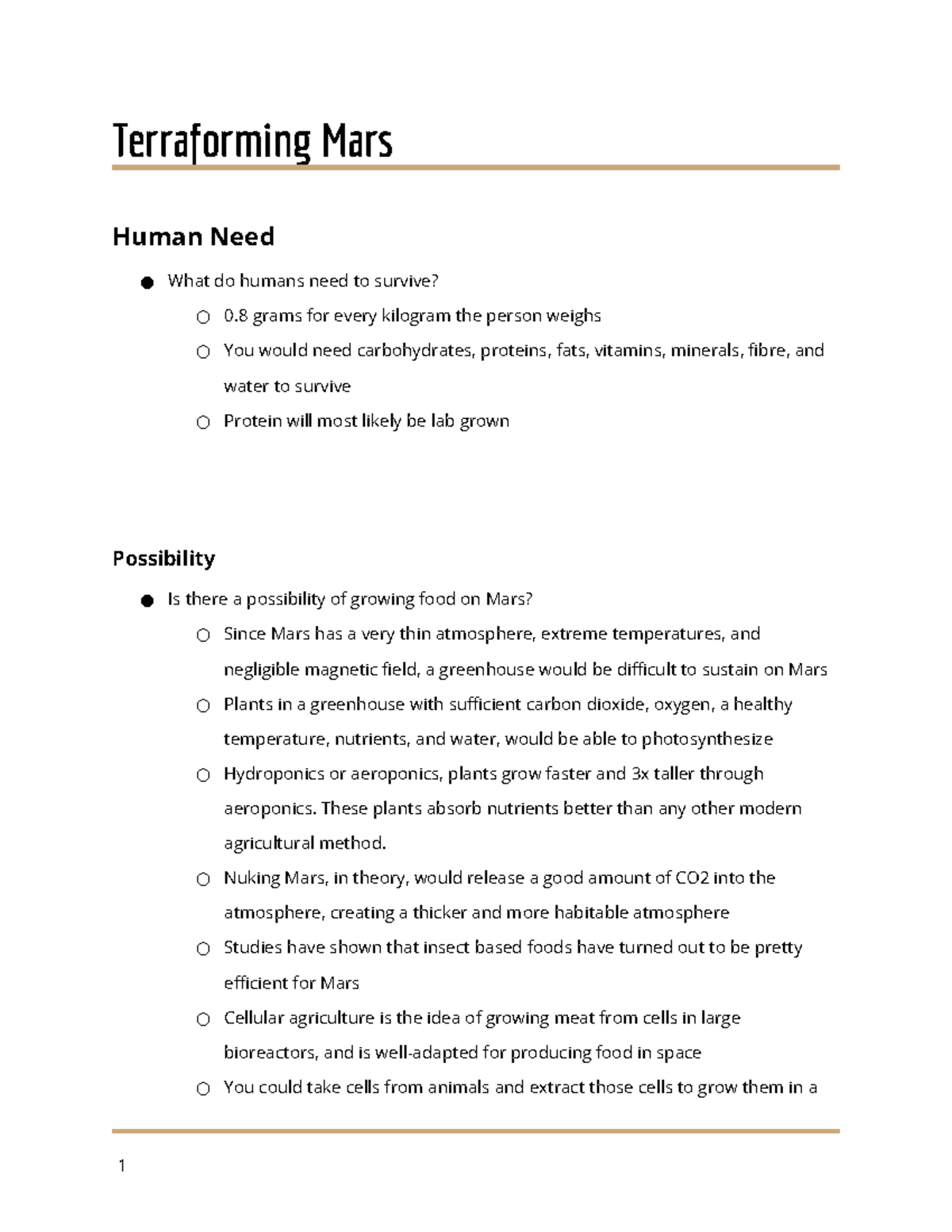Terraforming Mars-Food - Terraforming Mars Human Need What do humans ...
