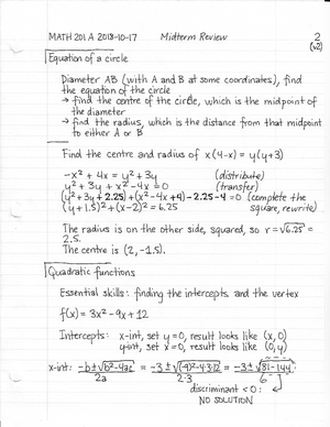 MATH 201 Elementary Functions - Concordia - StuDocu
