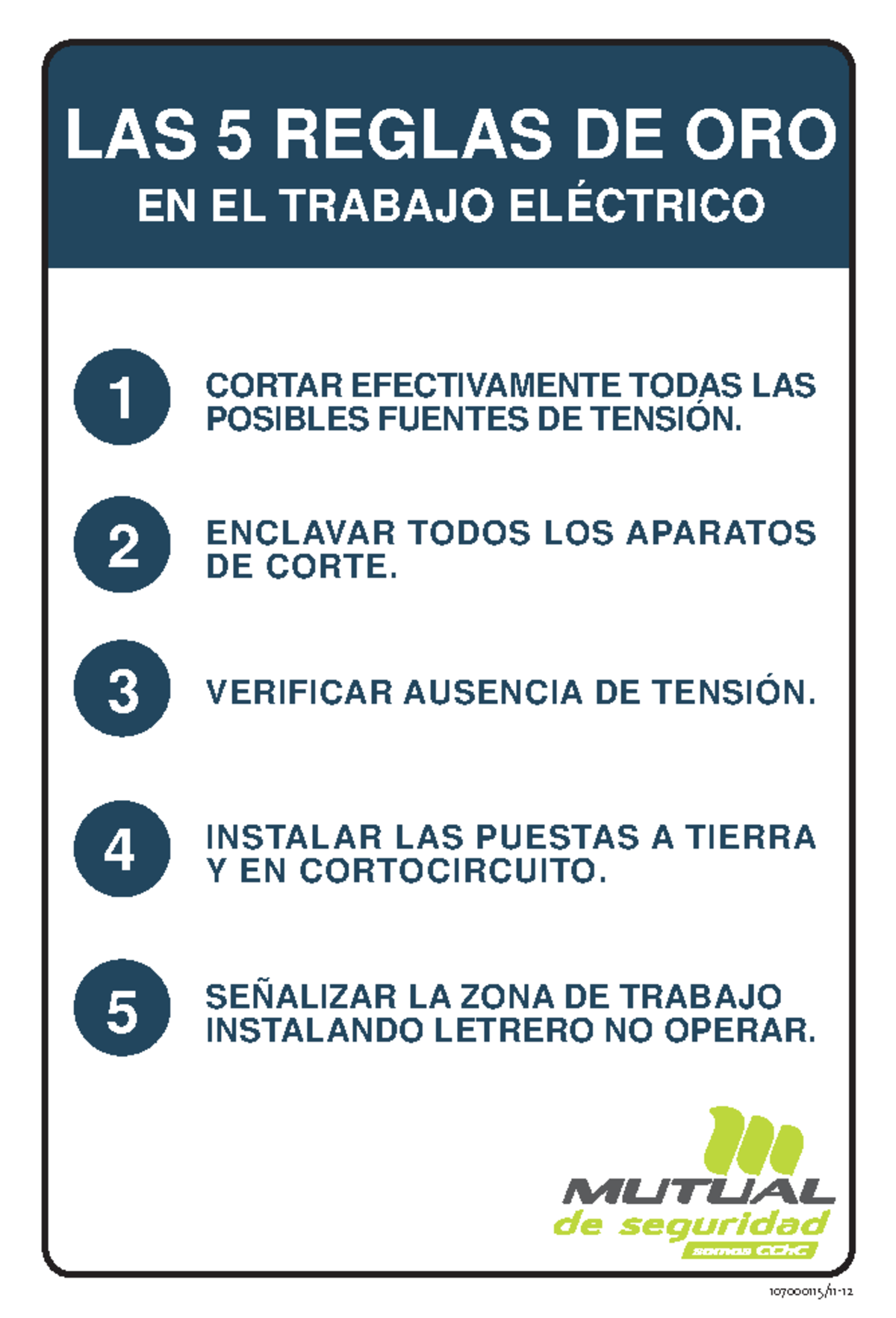 Cartel 5 Reglas DE ORO - regla 5 - Prevencion de Riesgos - LAS 5 REGLAS ...