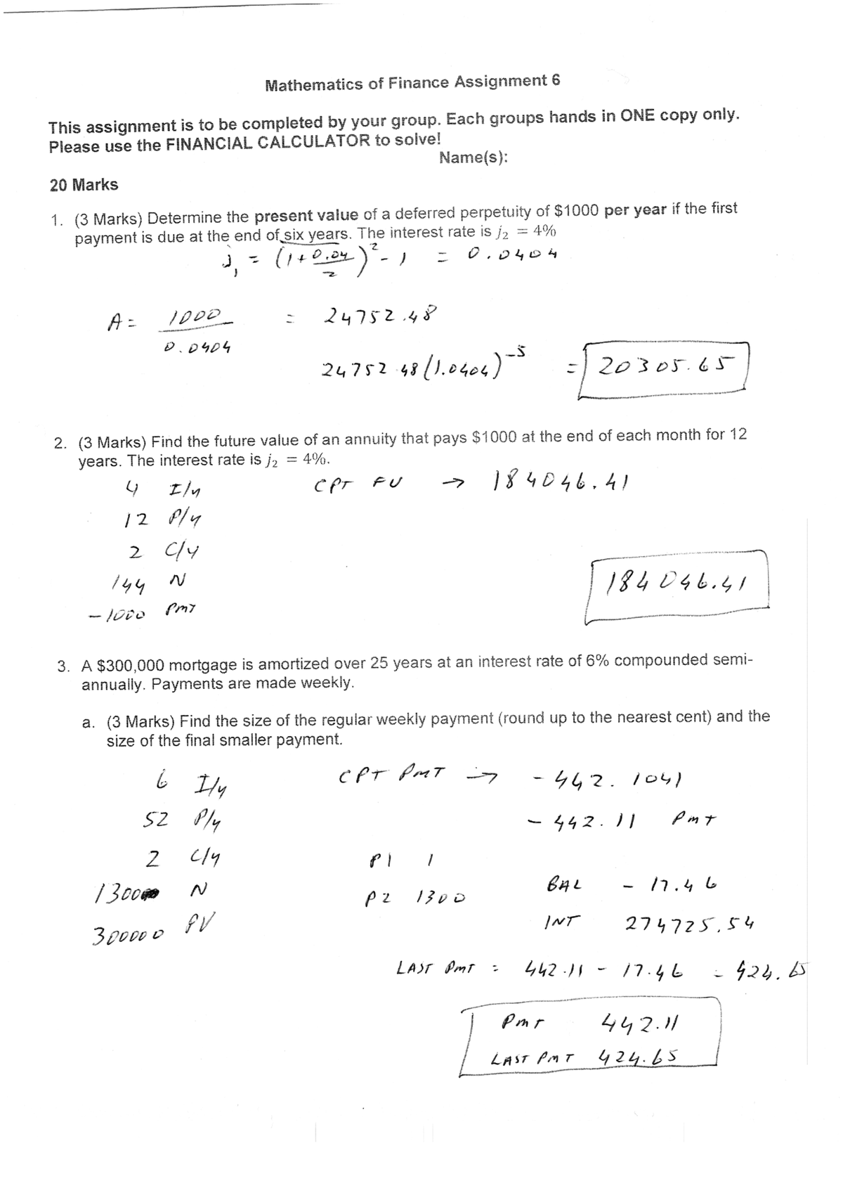 Assignment 6 Solutions - MATH 1118 - Studocu