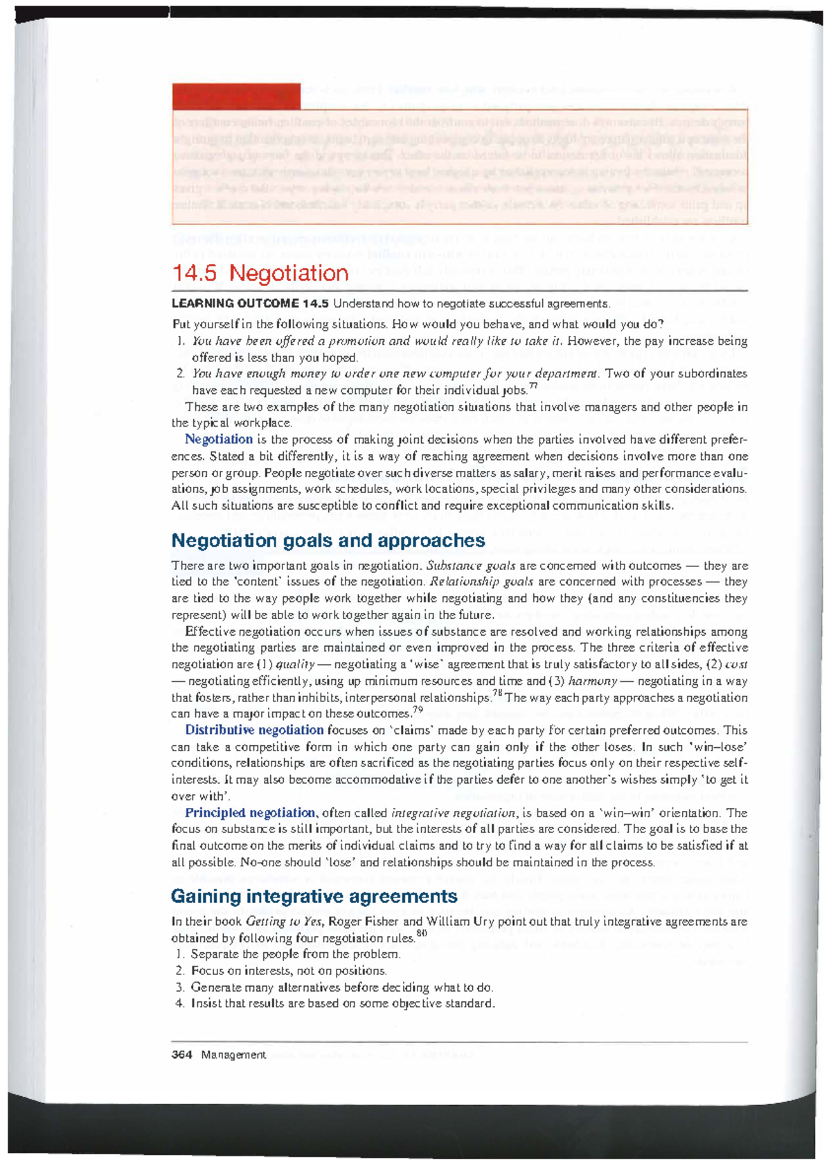 Tutorial Week 4 Readings p364-366 - 14 Negotiation LEARNING OUTCOME 14 ...