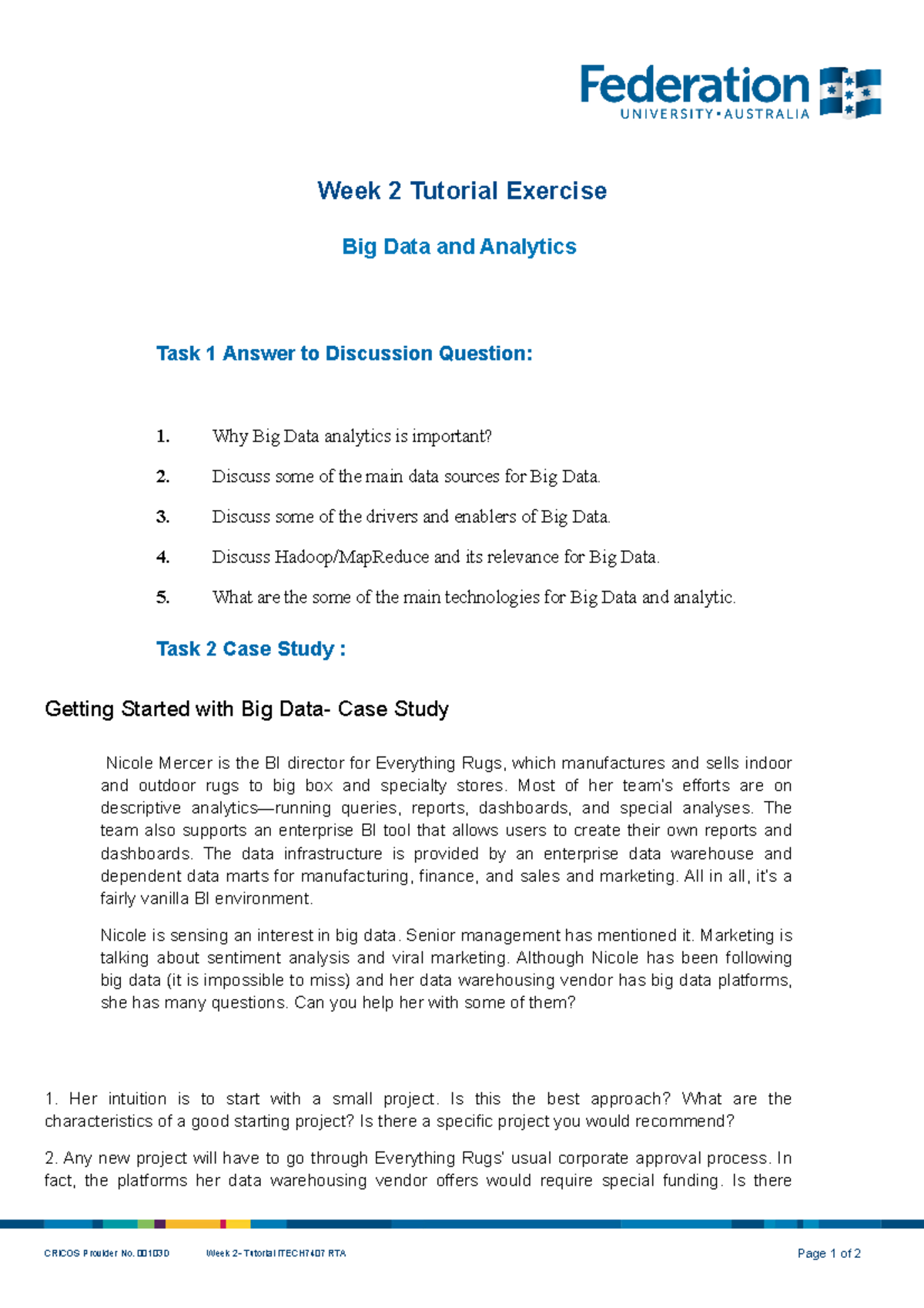 Week 2 Tutorial Exercise - Week 2 Tutorial Exercise Big Data and ...