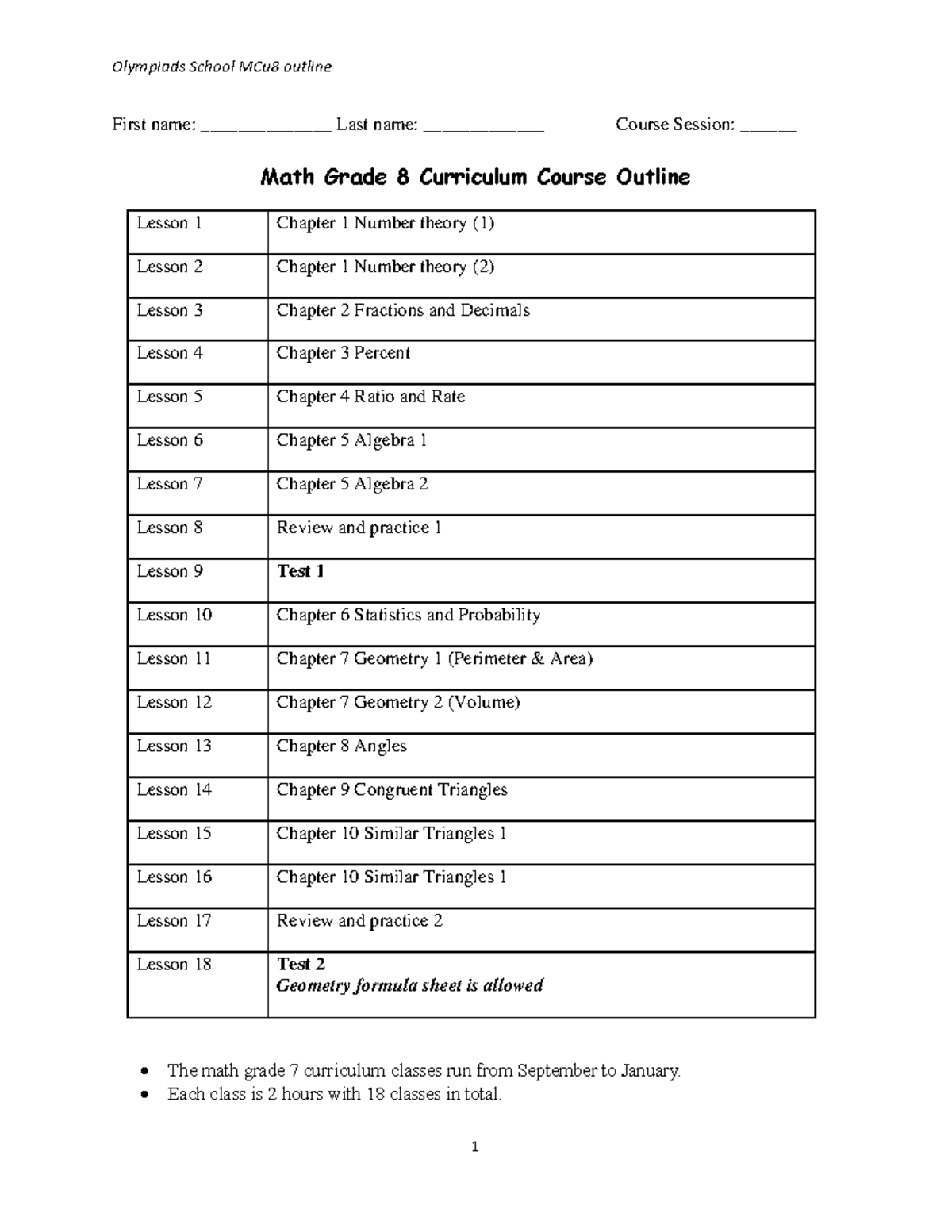 Class 00 Math G 8 Curriculum Course Outline - First name ...