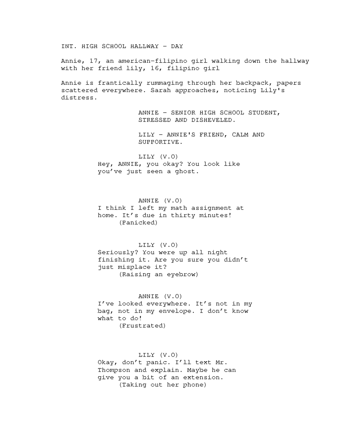 Script-My-Project - Can be used in making script - INT. HIGH SCHOOL ...