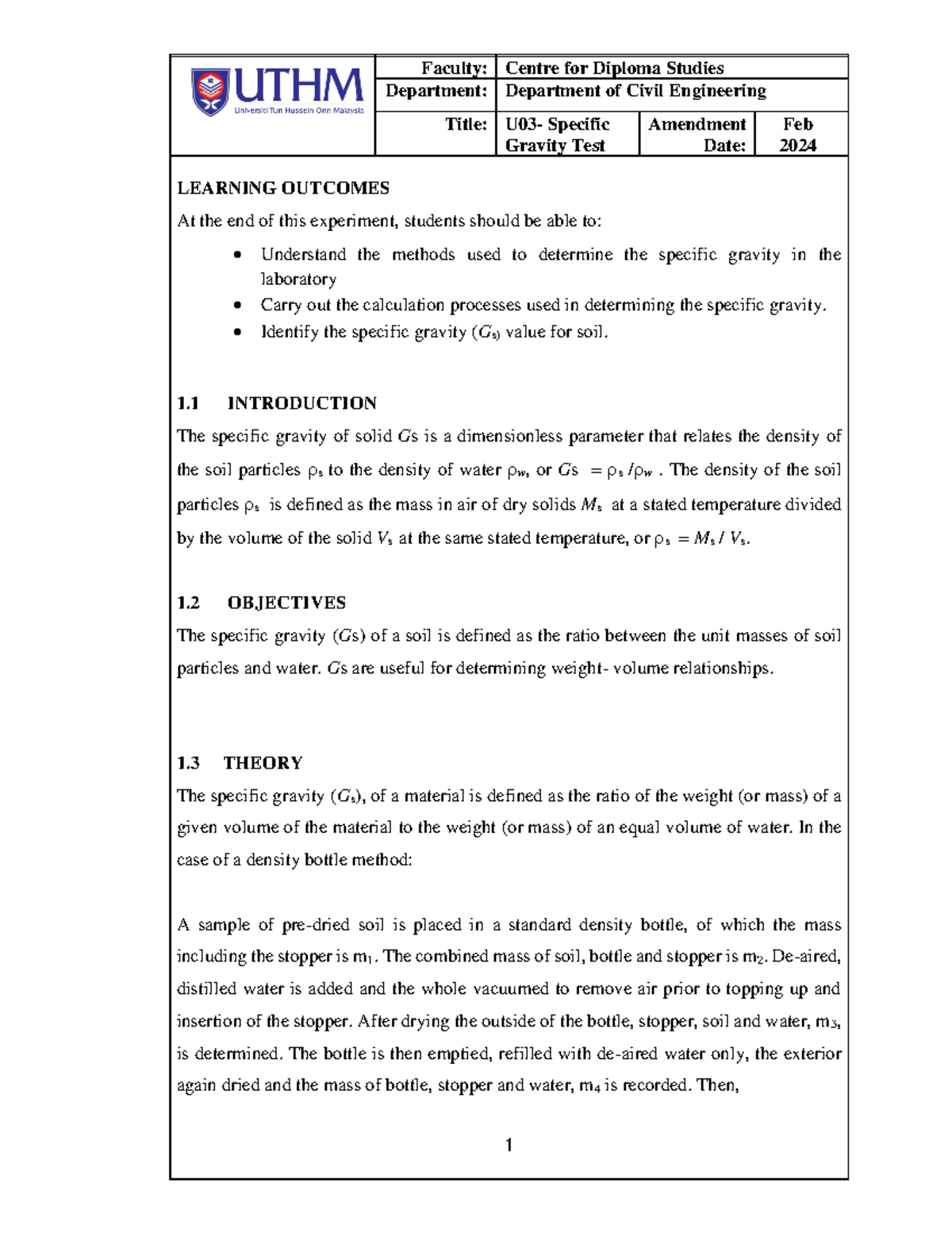 U03 d specificgravitytestnew - Department: Department of Civil ...