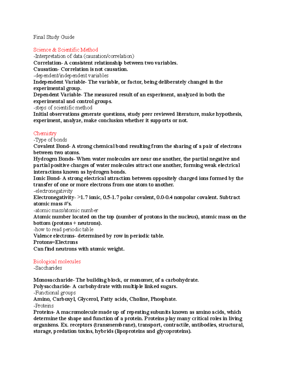 Final Study Guide - Summary Fundamentals Of Life Science - Final Study ...