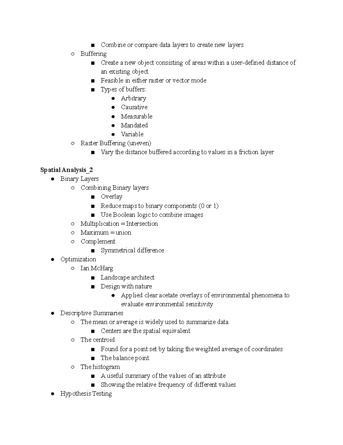 Advanced GIS Midterm Quiz 2 Study Guide pt. 3 - Combine or compare data layers to create new ...
