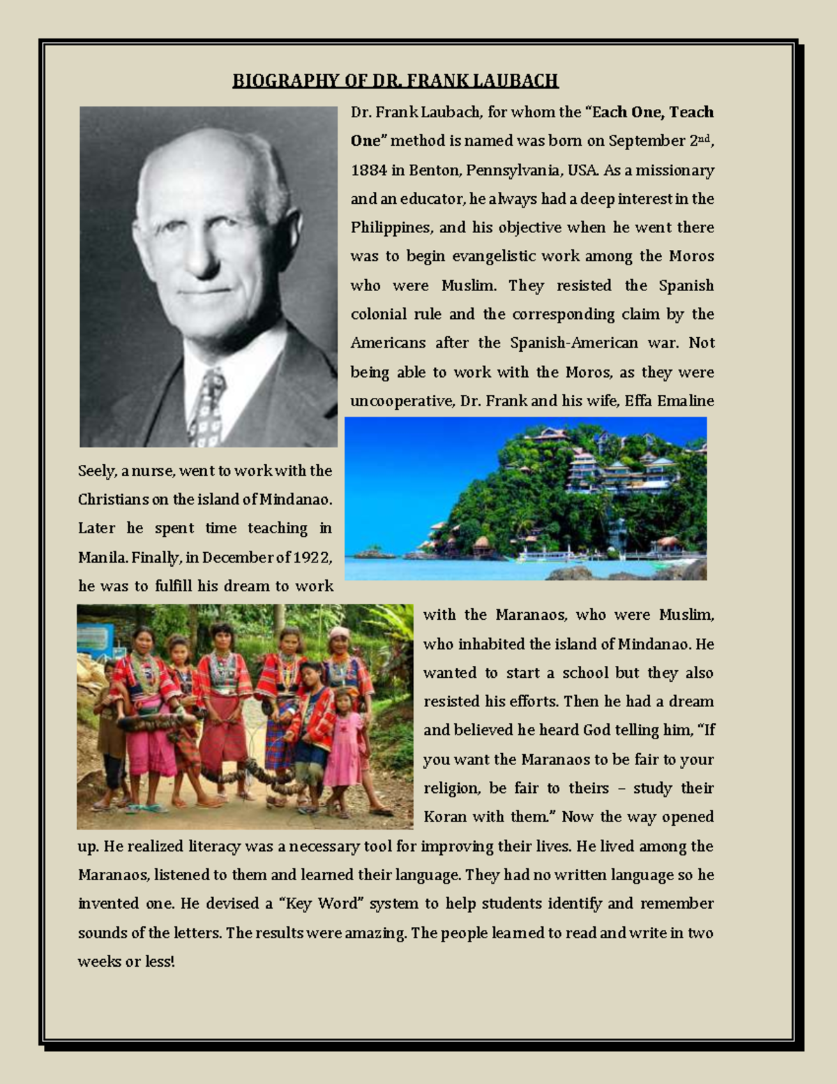 331864899-frank-laubach - BIOGRAPHY OF DR. FRANK LAUBACH Dr. Frank ...