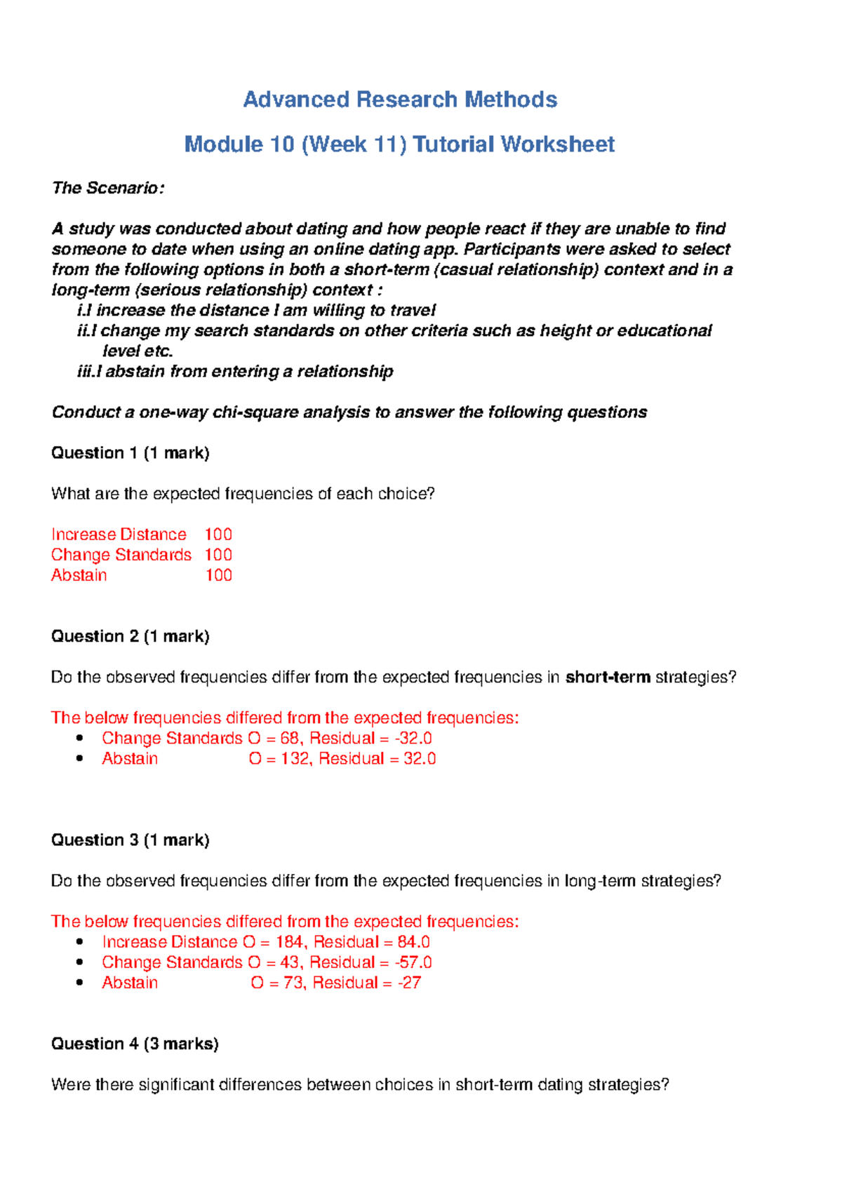 Module 10 (Week 11) - Tutorial Worksheet - Advanced Research Methods ...