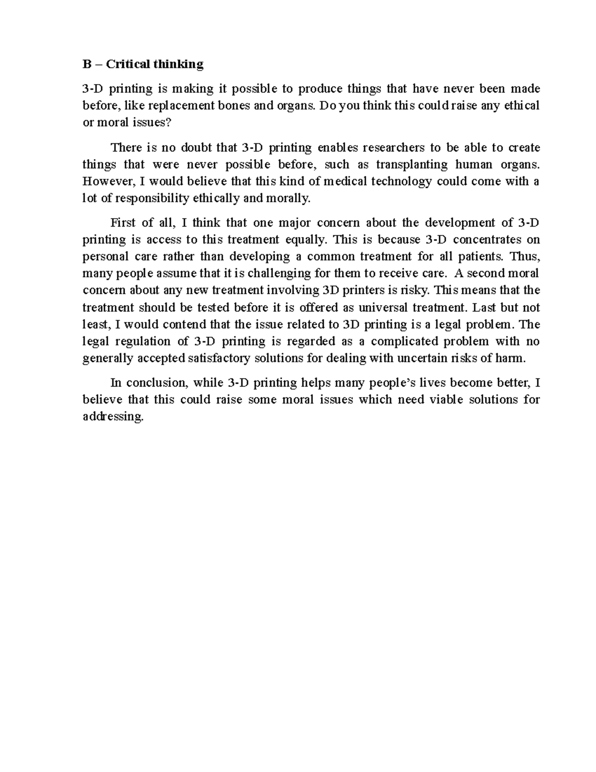 U7 - critical thinking - Assignment - TACS4 - Unit 7 - B – Critical ...
