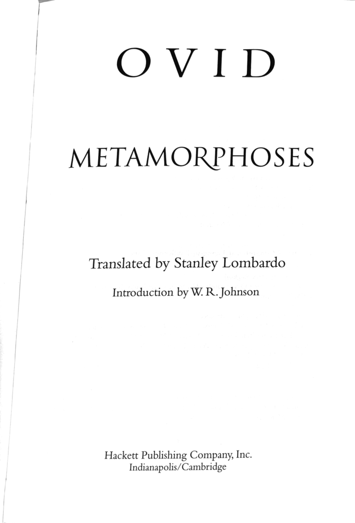 Ovid Metamorphoses 4 - reading - CLAS 109 - Studocu